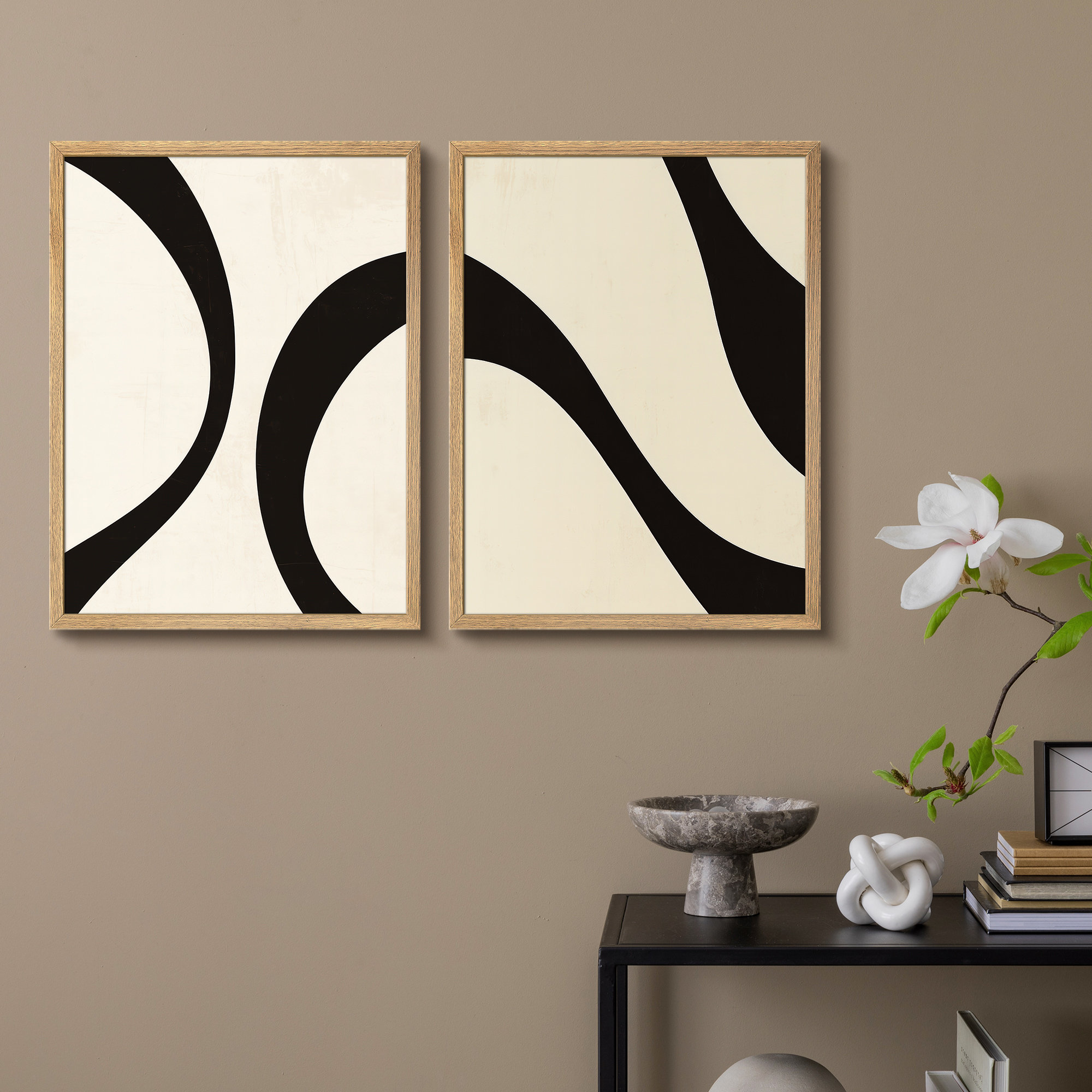 SIGNLEADER Modern Abstract Line Wall Art Print Set - Minimalist ...