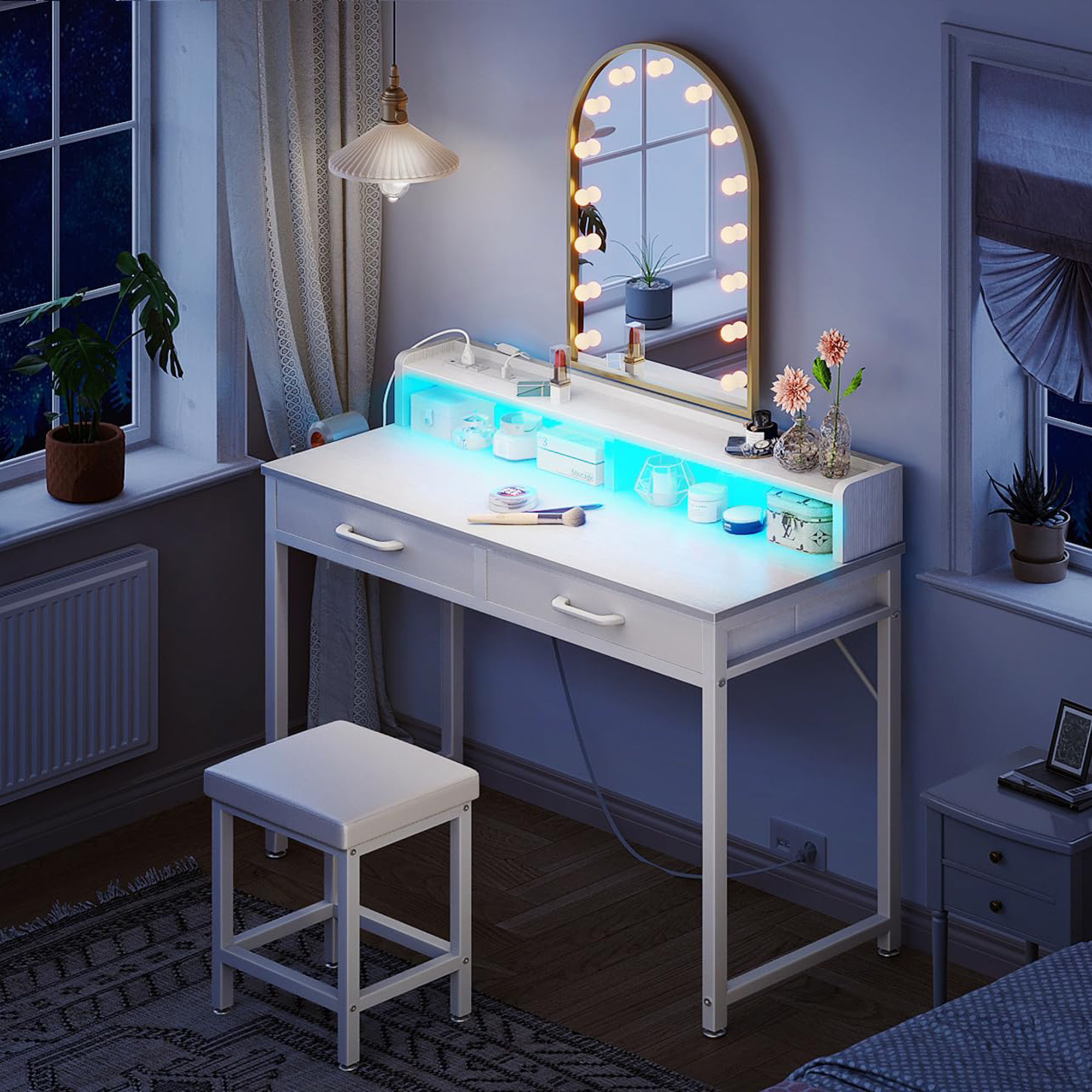 Ivy Bronx Makeup Vanity Desk Set | Wayfair