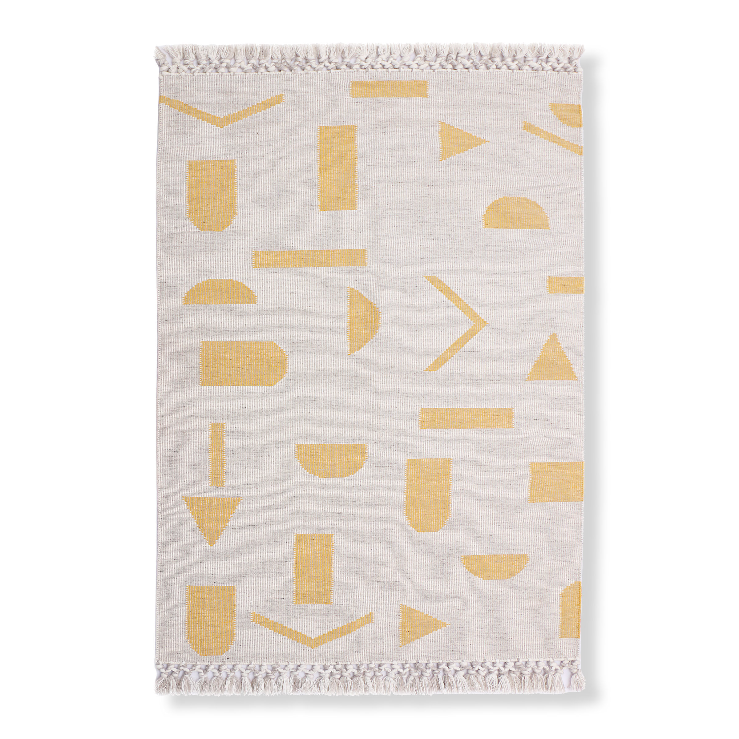 LOOMY Handmade Handwoven Wool Area Rug in Yellow | Perigold