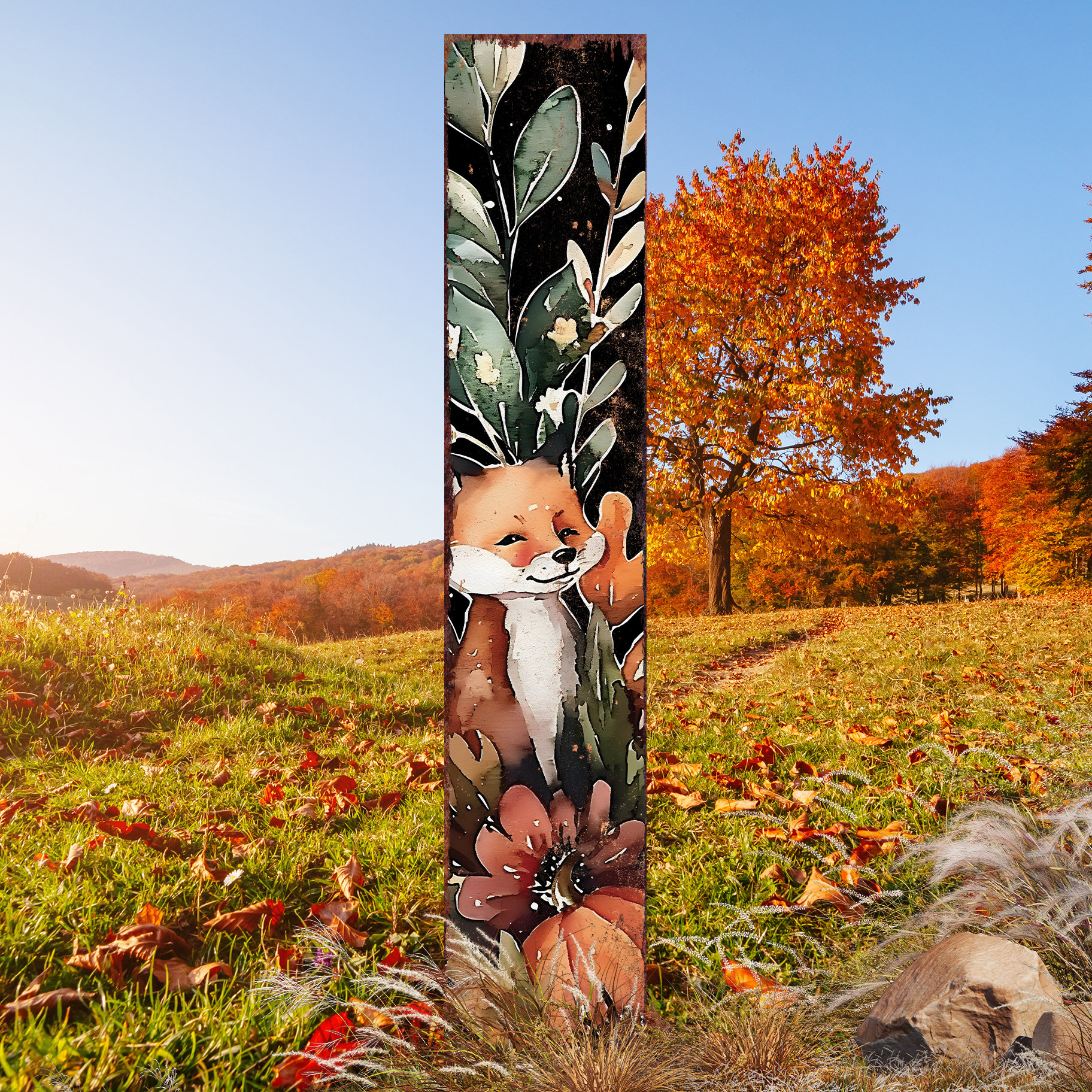 Millwood Pines 42-inch Fall Garden Stake - Watercolor Foxy | Perfect ...