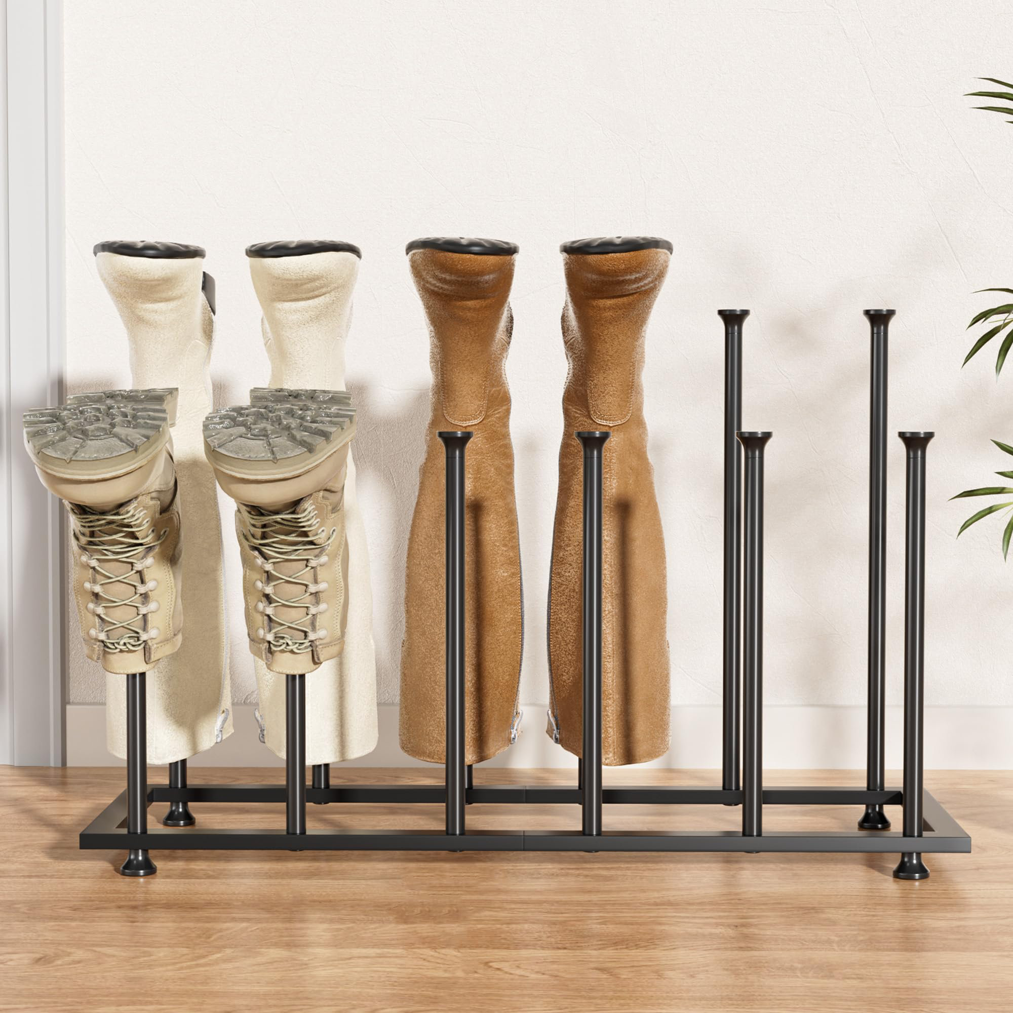 17 Stories Freestanding Boot Rack Organizer Tall Boots - Black Metal ...