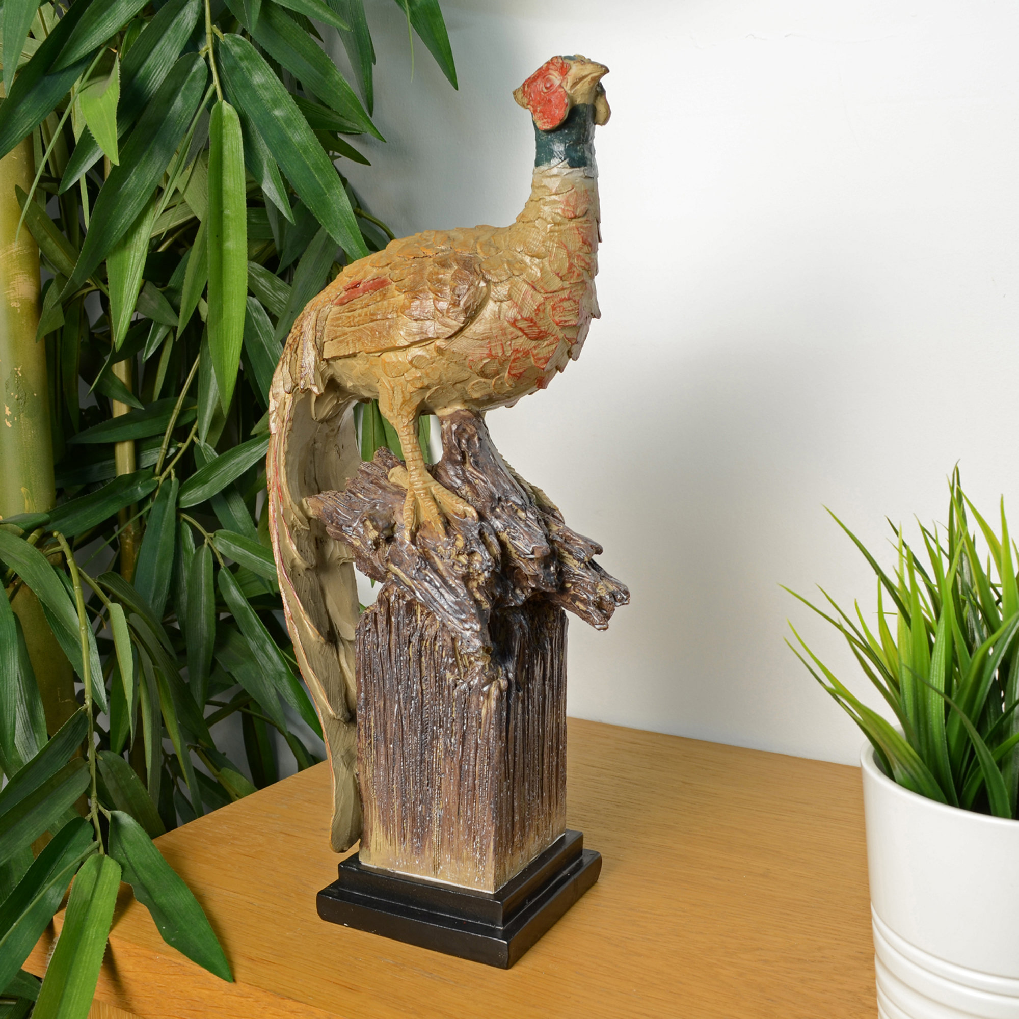 Happy Larry Julius PHEASANT 37cm Carved Wood Effect | Wayfair.co.uk