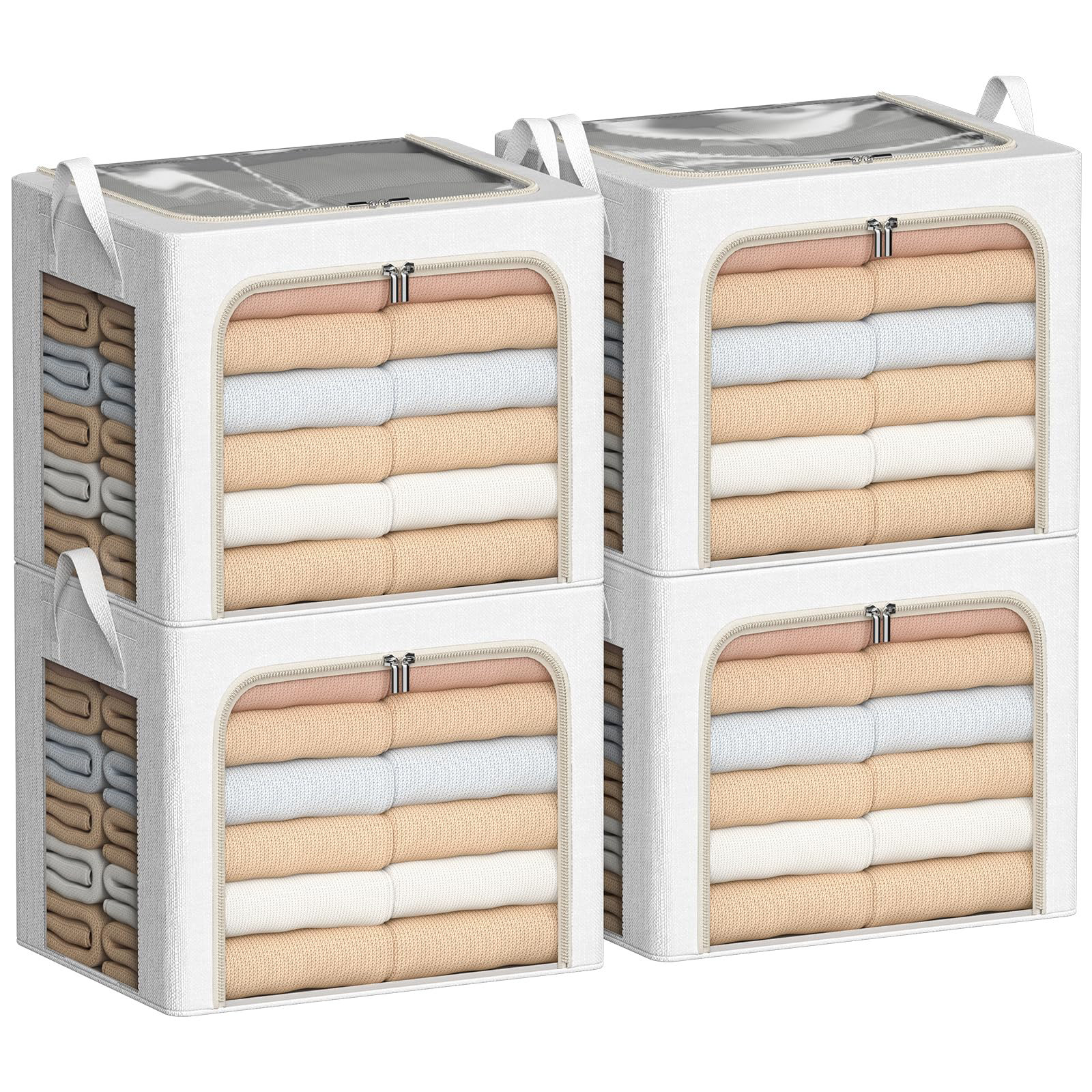Latitude Run® 4-Pack Foldable Storage Boxes With Metal Frame And ...