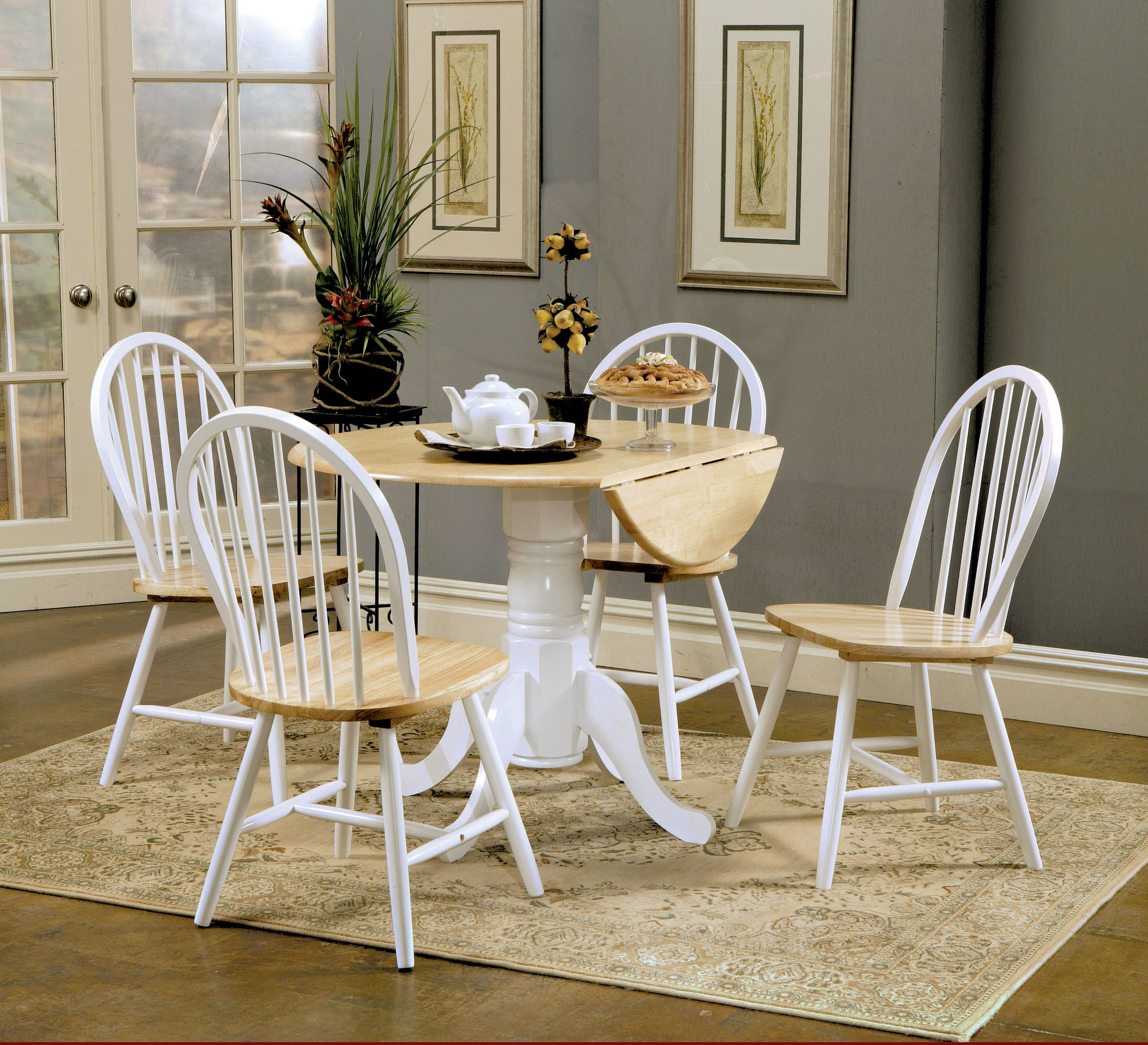 August Grove® Mano Natural Brown And White Circular Dining Room Set ...