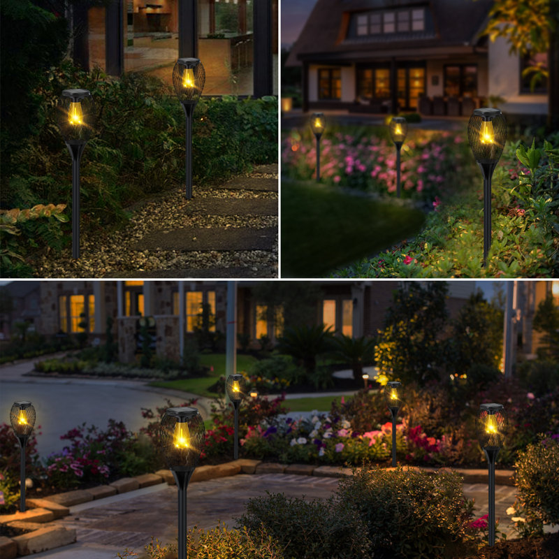 NENRENT Black Low Voltage Solar Powered Integrated LED Pathway Light ...