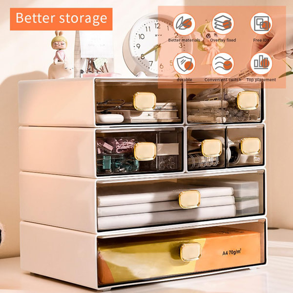 Mercer41 3 Pack Stackable Desk Storage Drawers, Desktop Organizer with ...