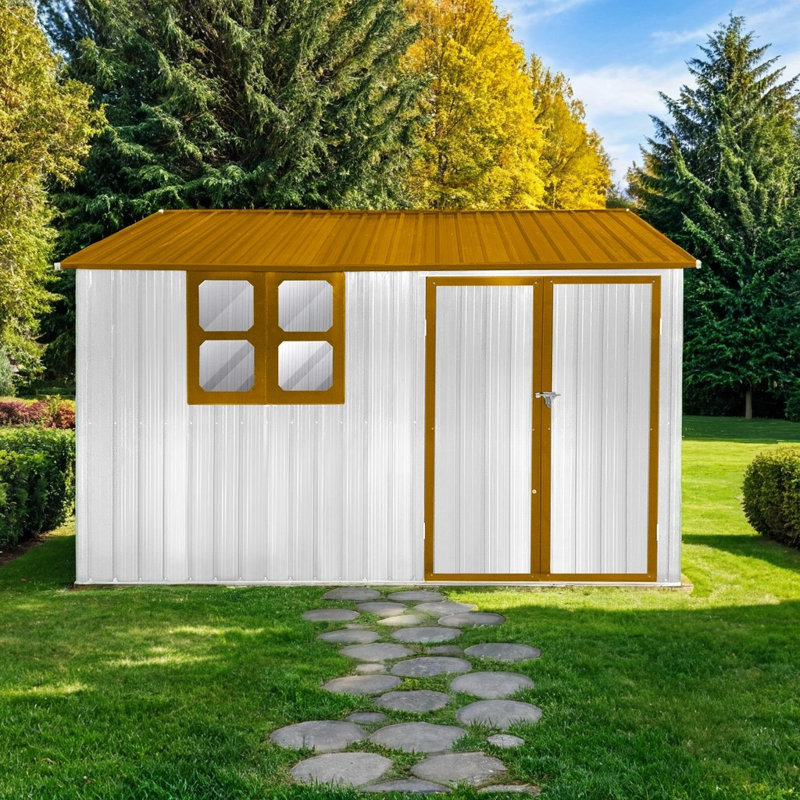Bantam Interiors 10ftx8ft Metal Outdoor Garden Storage Shed with Window ...
