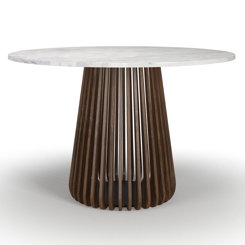 AllModern Kendall Solid Wood & Marble Round Dining Table & Reviews ...