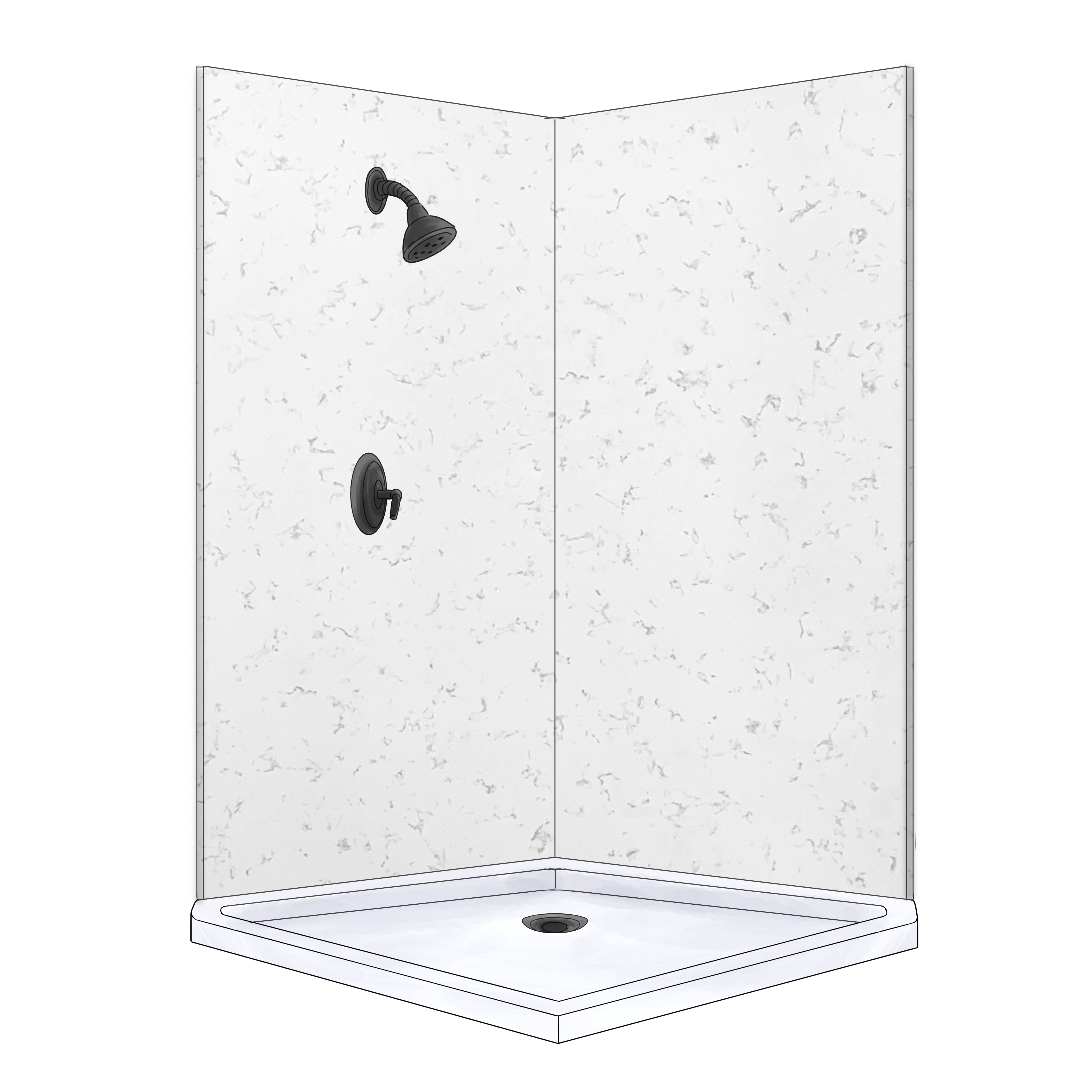 Polymarm 80" H x 48" D Two Panel Shower Wall | Wayfair