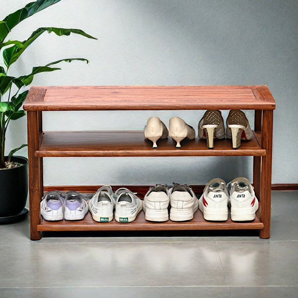 DICIXA Chinese Classical Double-Layer Rosewood Shoe Rack 8 Pair Solid ...
