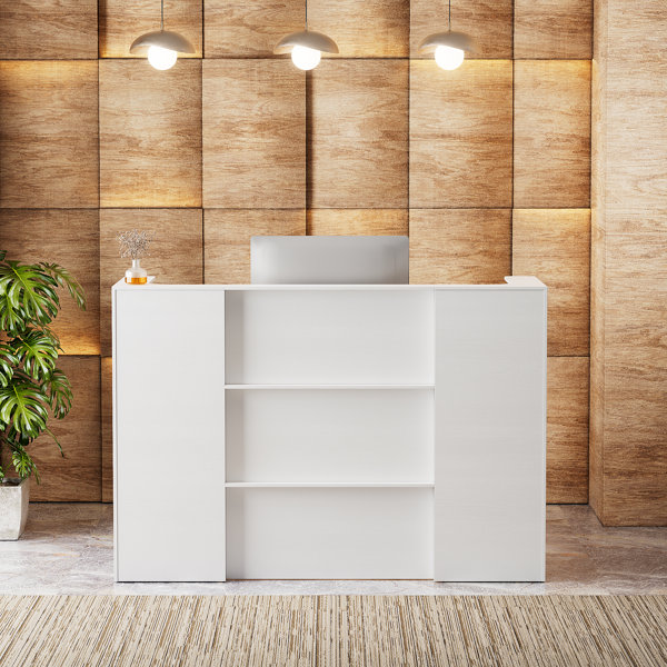 Wrought Studio™ Anelis Rectangle Manufactured Wood Reception Desk | Wayfair