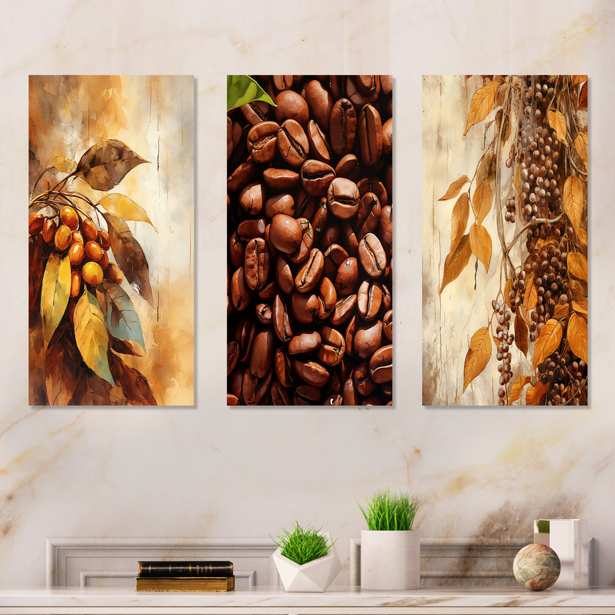 Lark Manor™ Coffee Bean Minimal Harmony - Coffee Metal Wall Decor Set ...