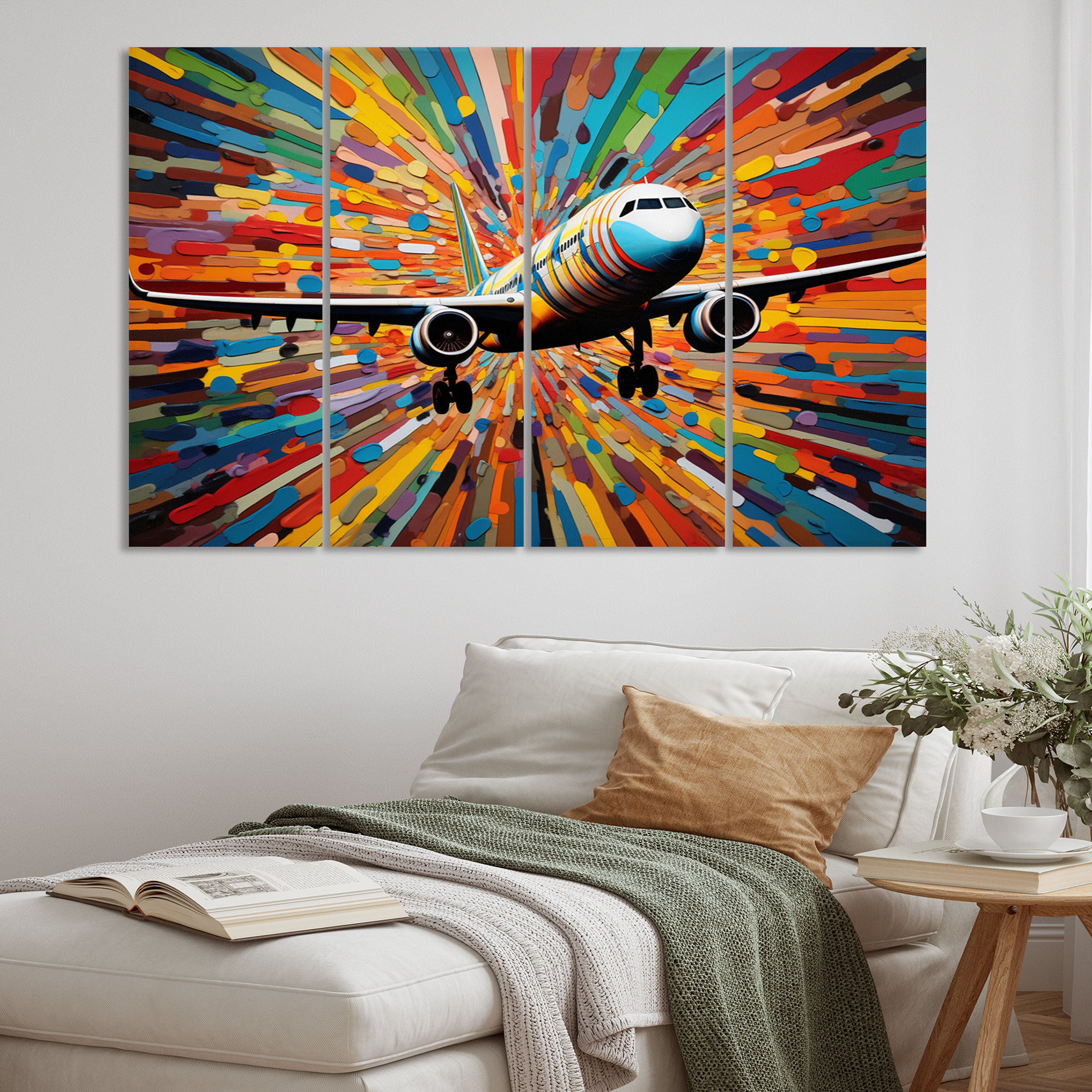 Williston Forge Plane Colorful Whimsical Takeoff On Canvas 4 Pieces ...