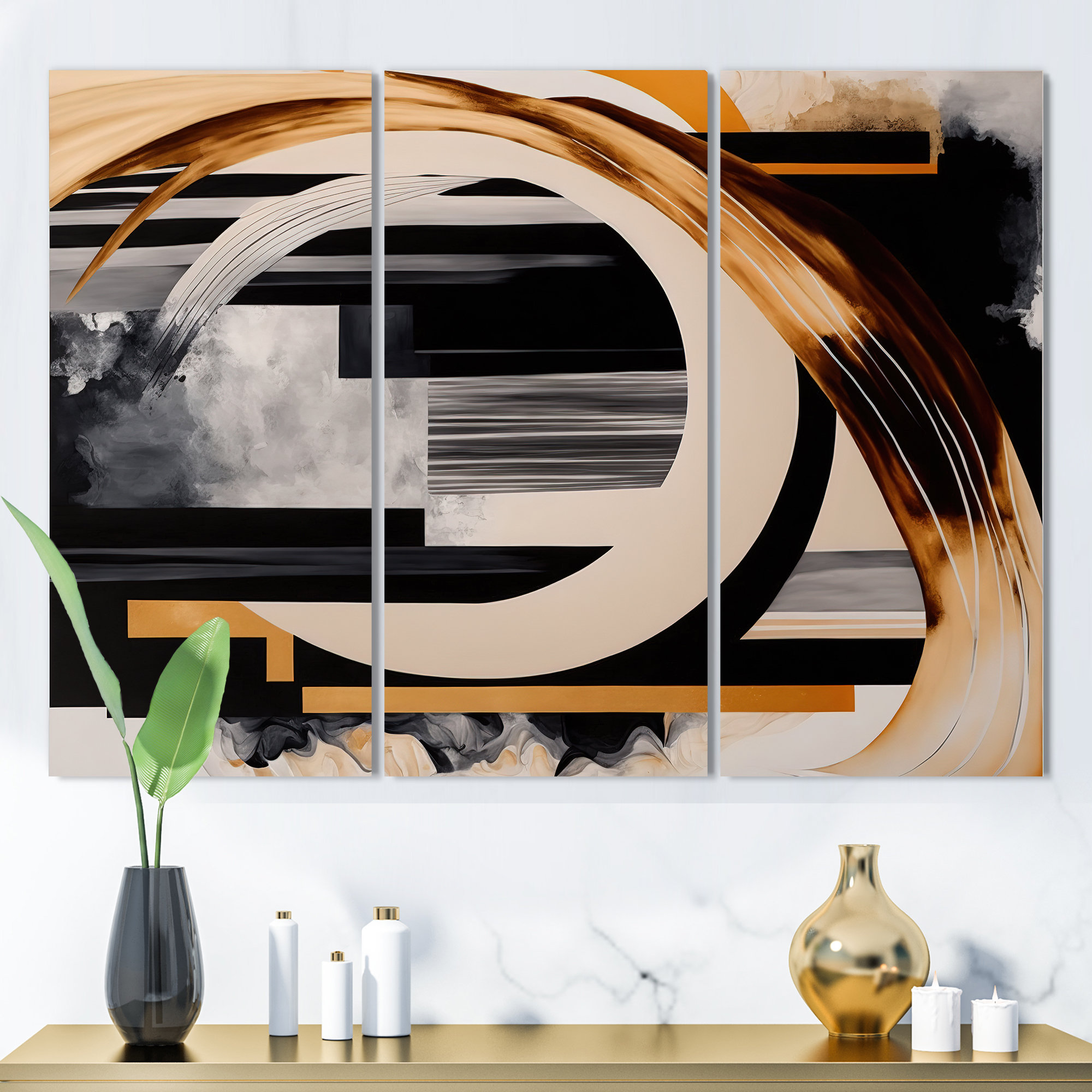 Ivy Bronx Gold Touch Art Deco I - Modern Canvas Wall Art Set | Wayfair