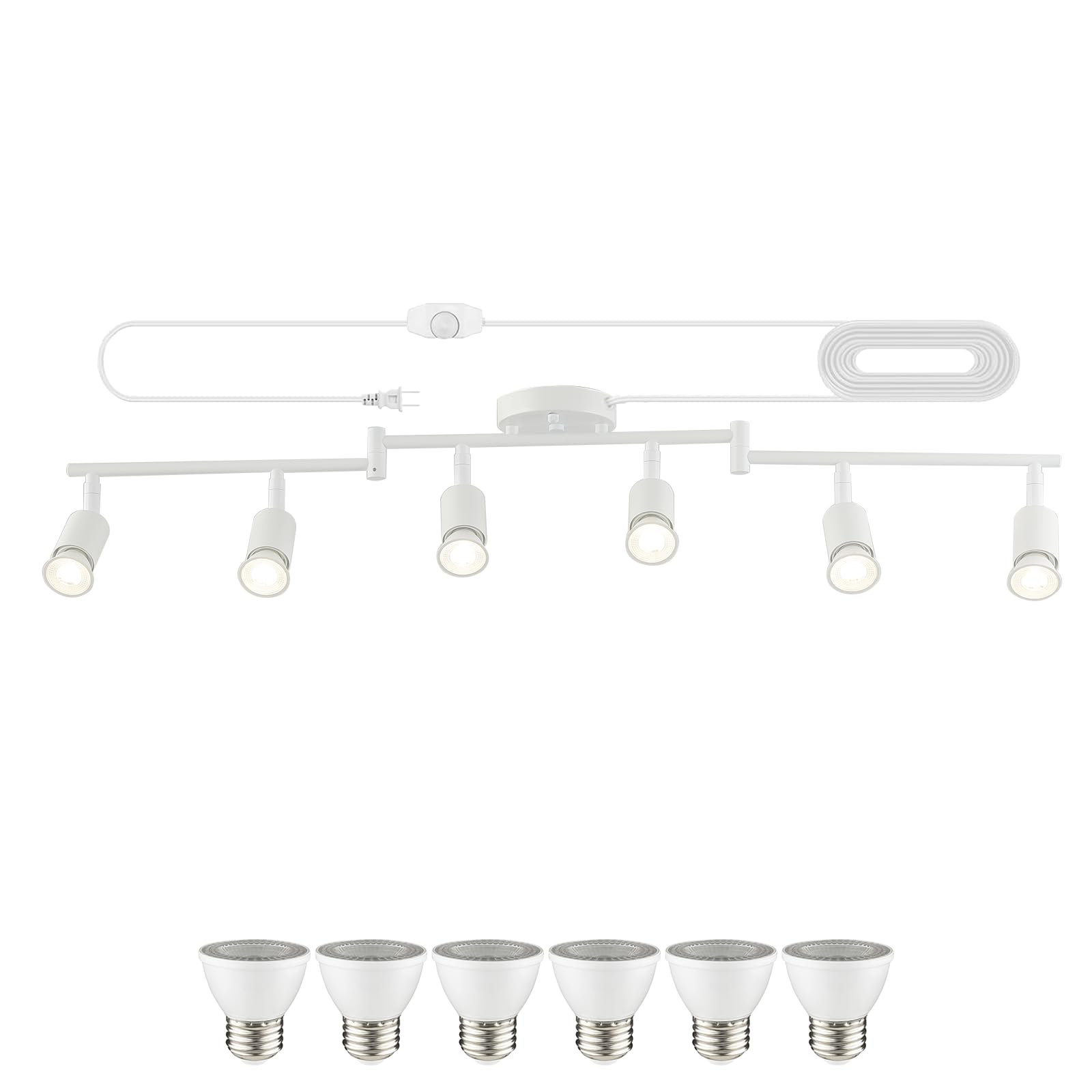 VENOPU Plug in Track Light 6 Light Plug in Ceiling Lighting Fixture ...