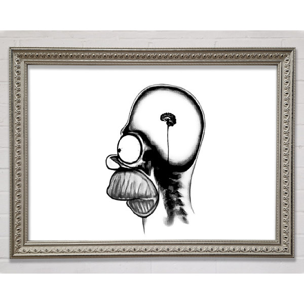 Happy Larry The Simpsons Homer Small Brain B N W Framed Print | Wayfair ...