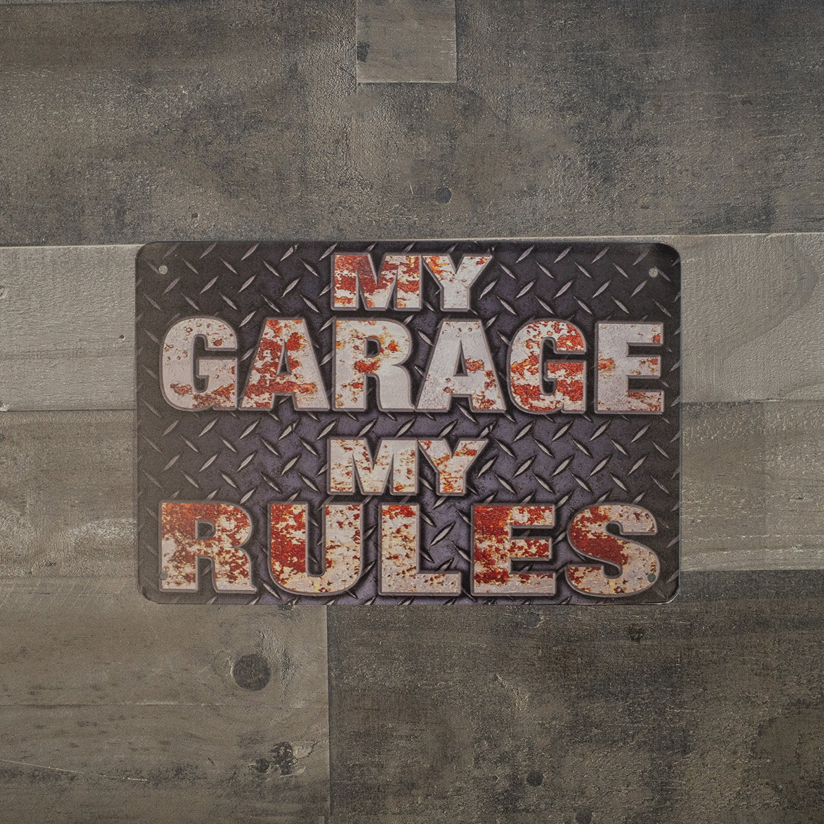 Williston Forge Vintage My Garage Rules Metal Wall Sign Industrial Man ...