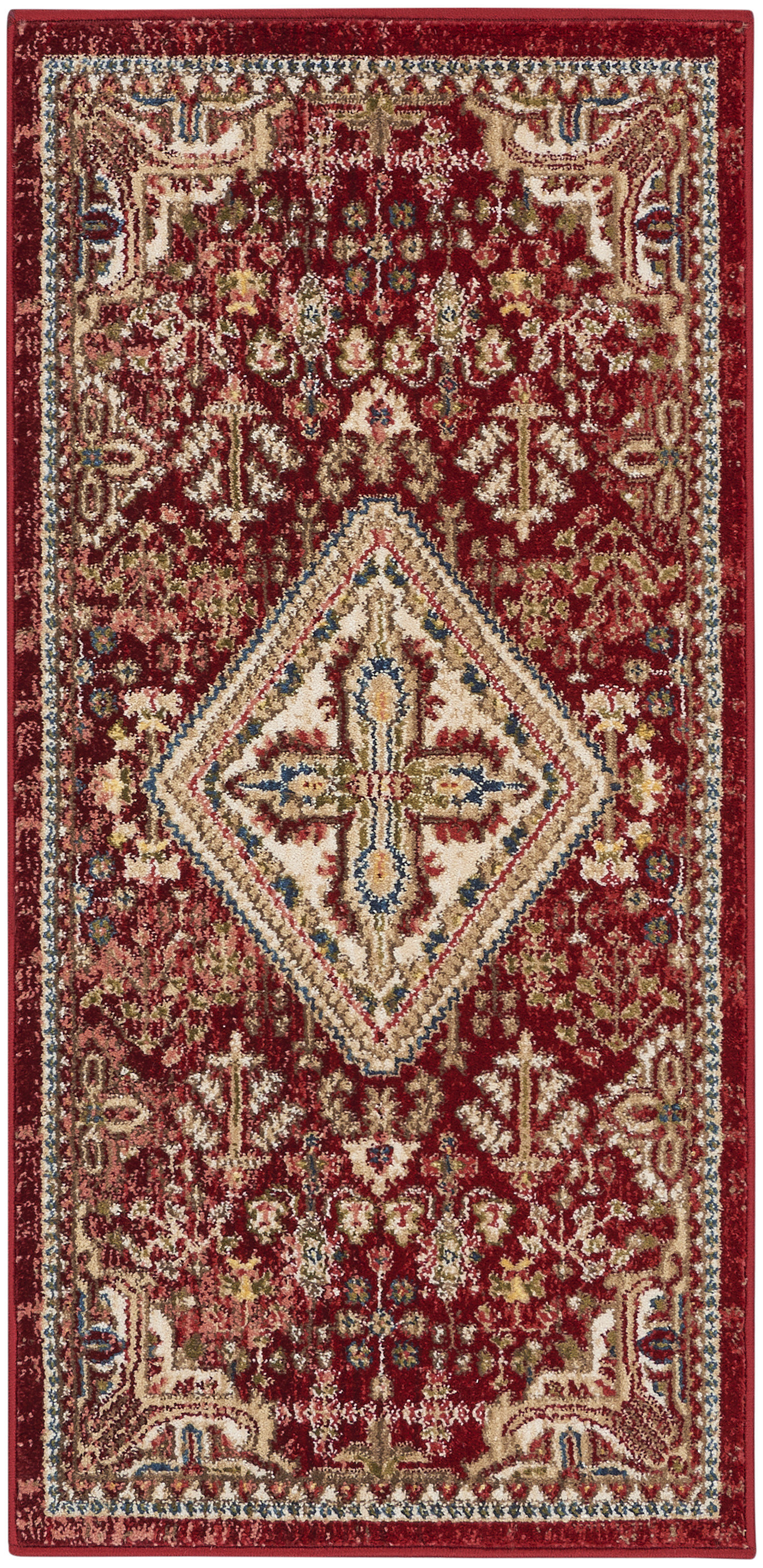 Bungalow Rose Deneen Farmhouse Traditional Red Area Rug | Wayfair