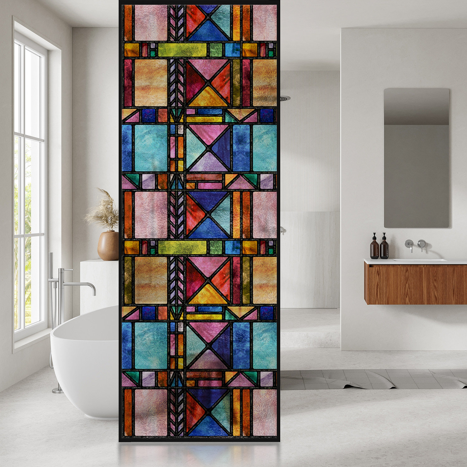 Union Rustic Retro Geometry Static Cling Window Decal | Wayfair