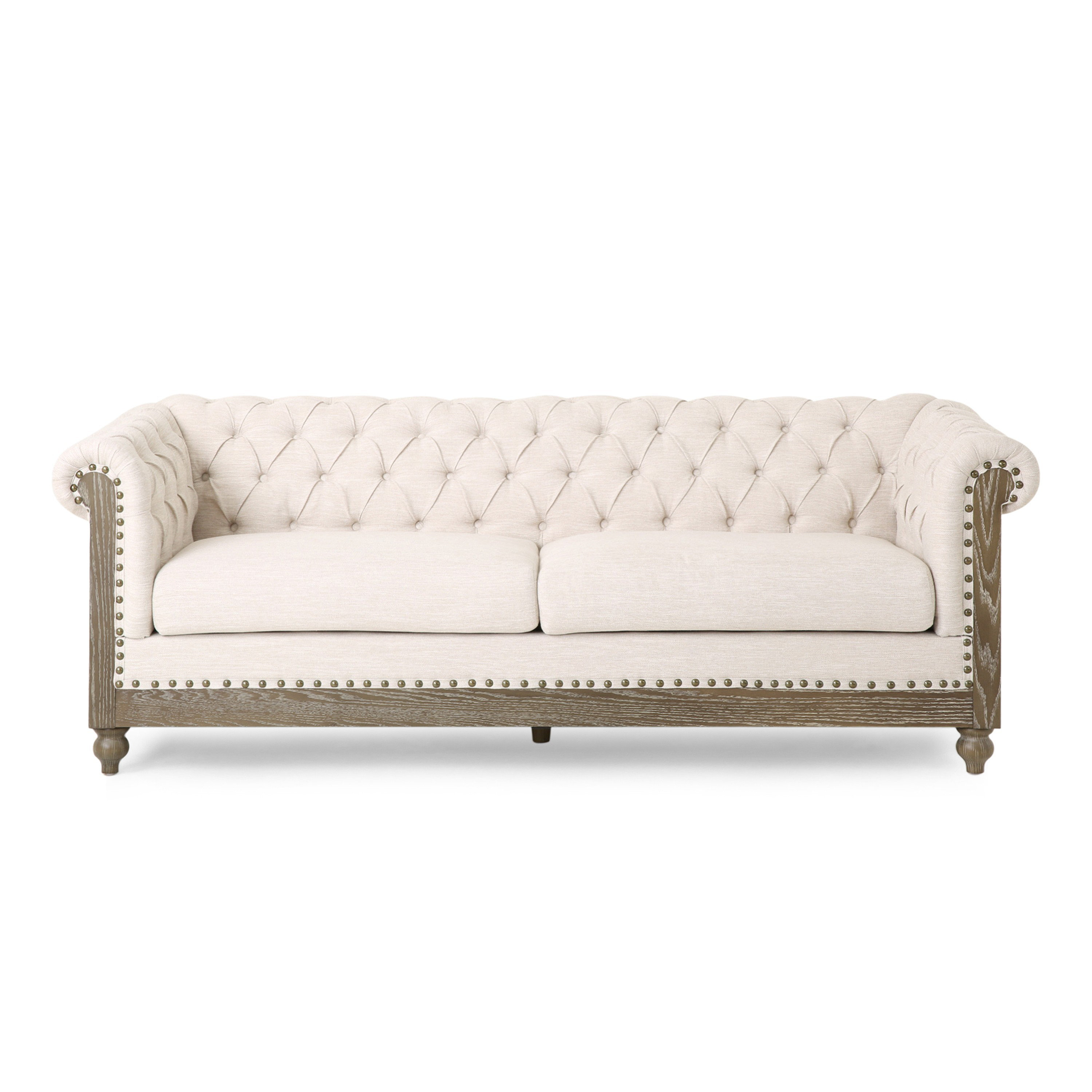 Benjara Ober Sofa, Rivets Chesterfield Button Tufted | Wayfair