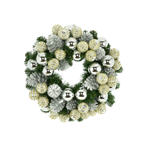 Creative Displays, Inc. 22" Evergreen Holiday Wreath With Pinecones And ...