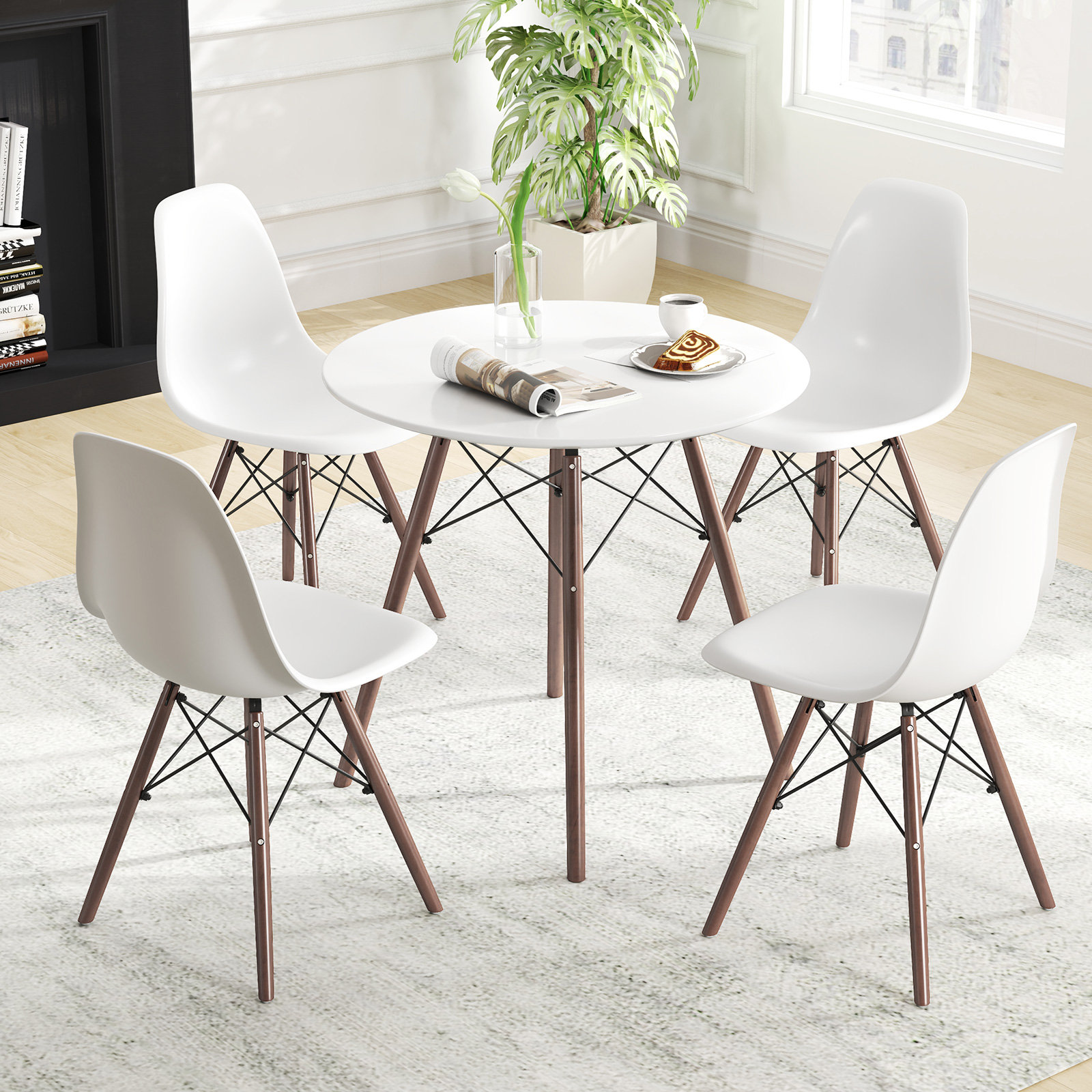 George Oliver Dining Table Set Modern 5 Pcs For 4 Round Dining Room ...