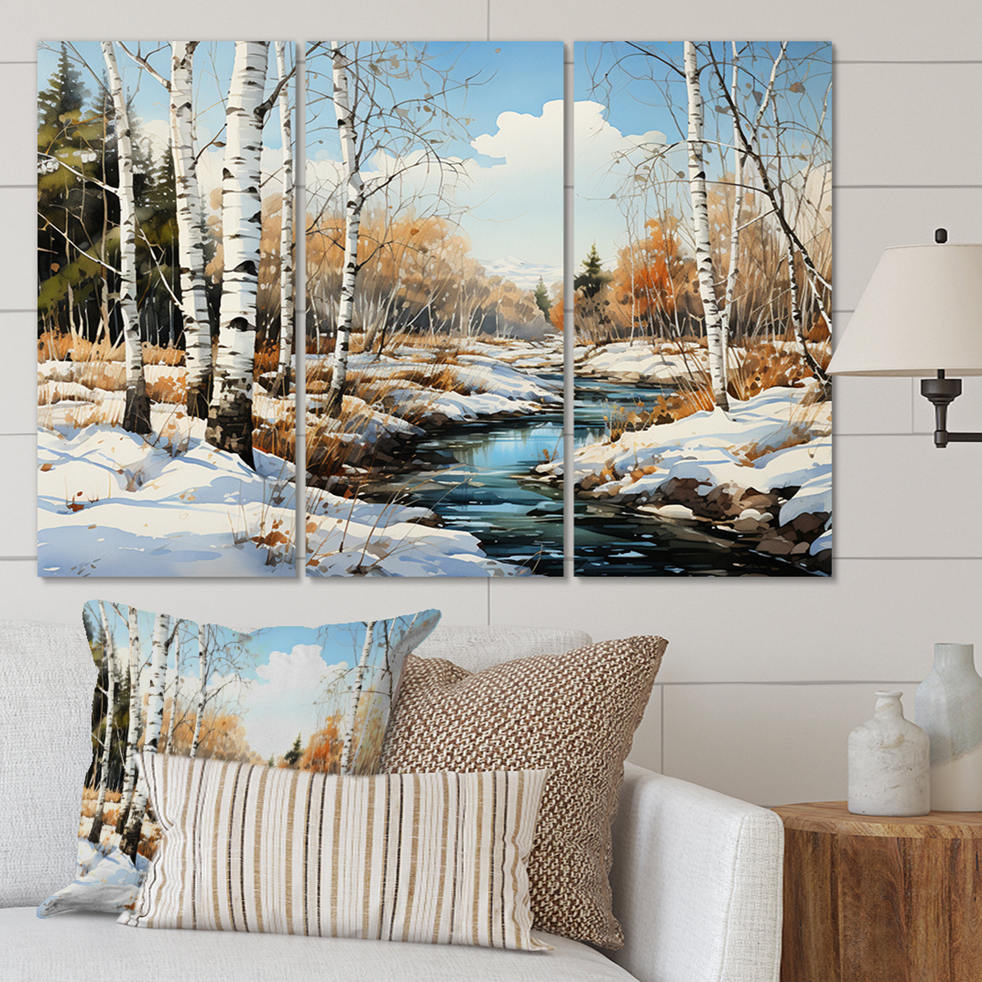Design Art Birch Woods Winter Whispers III - Tree Birch Metal Wall ...