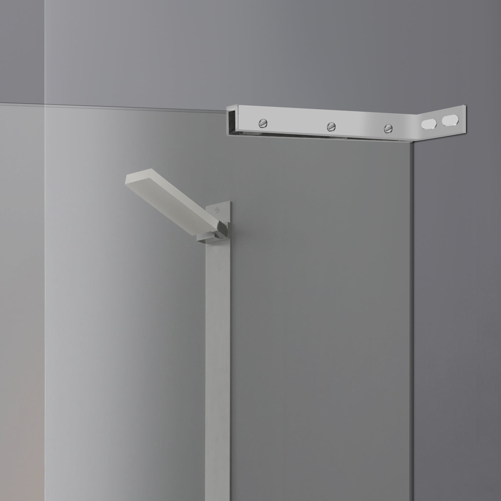 Symple Stuff Left Side Silver Glass Support Bracket Stabilizer | Wayfair