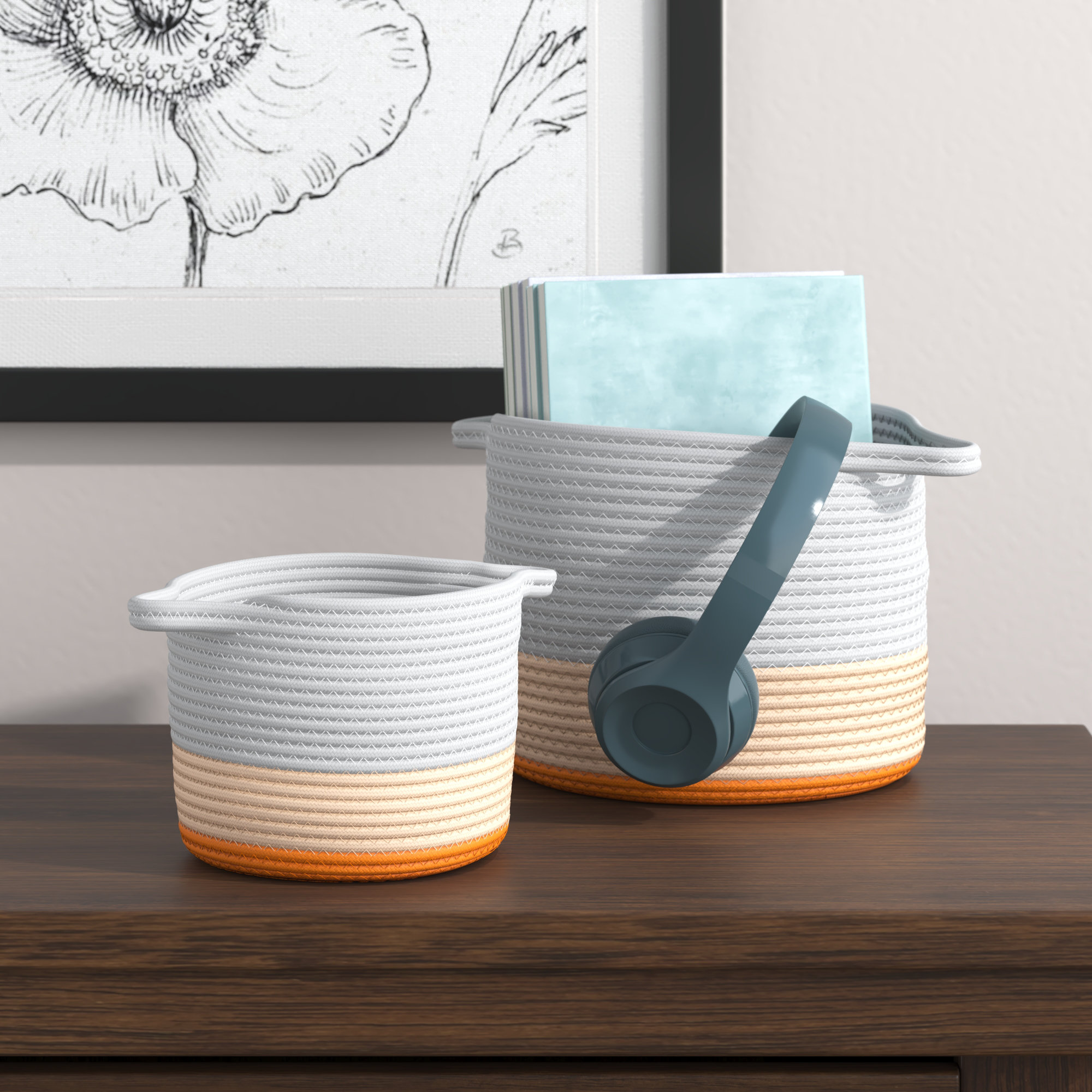 Three Posts™ Teen 2 Piece Fabric Basket Set & Reviews | Wayfair