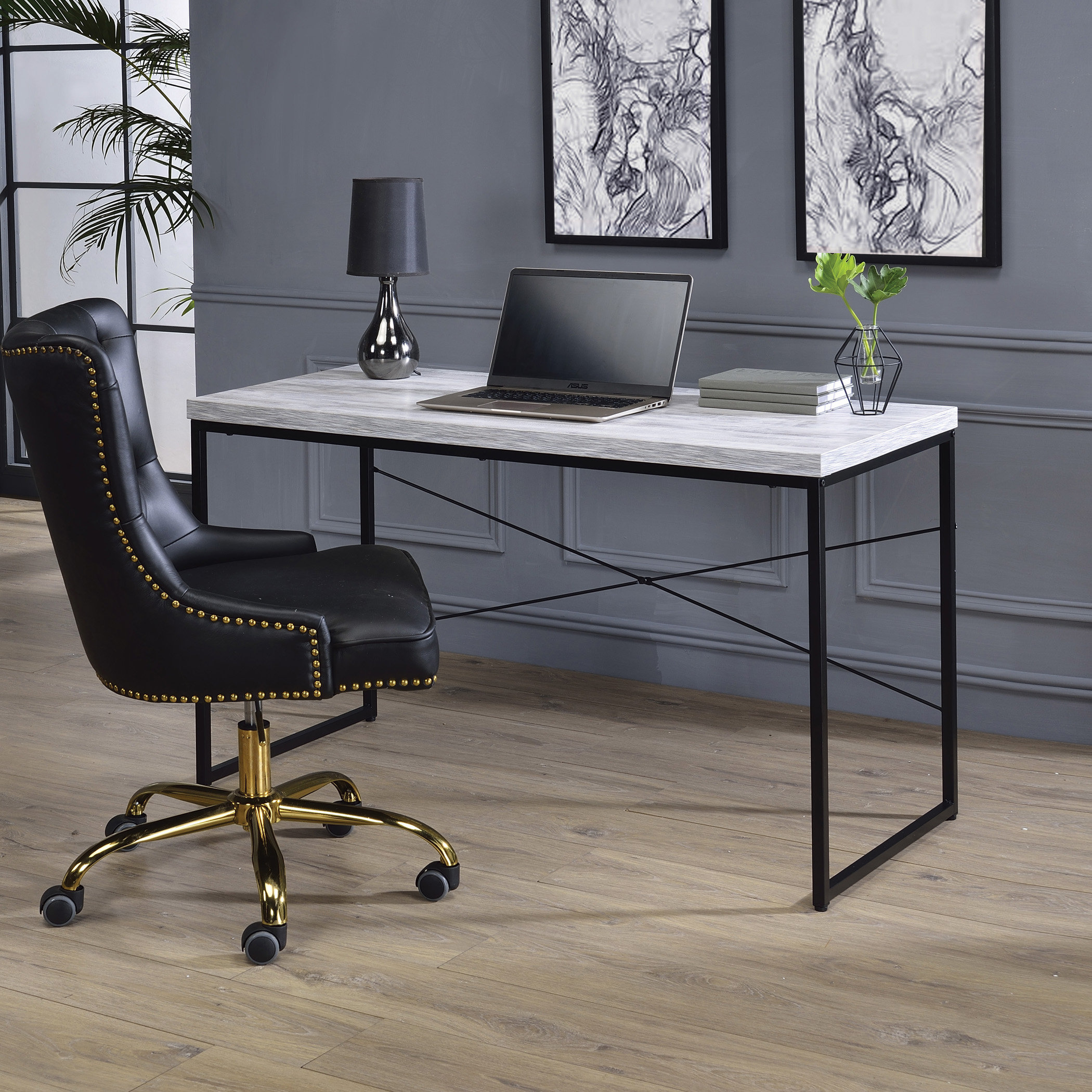 17 Stories Desk, Writing Desk With Metal Sled Base | Wayfair