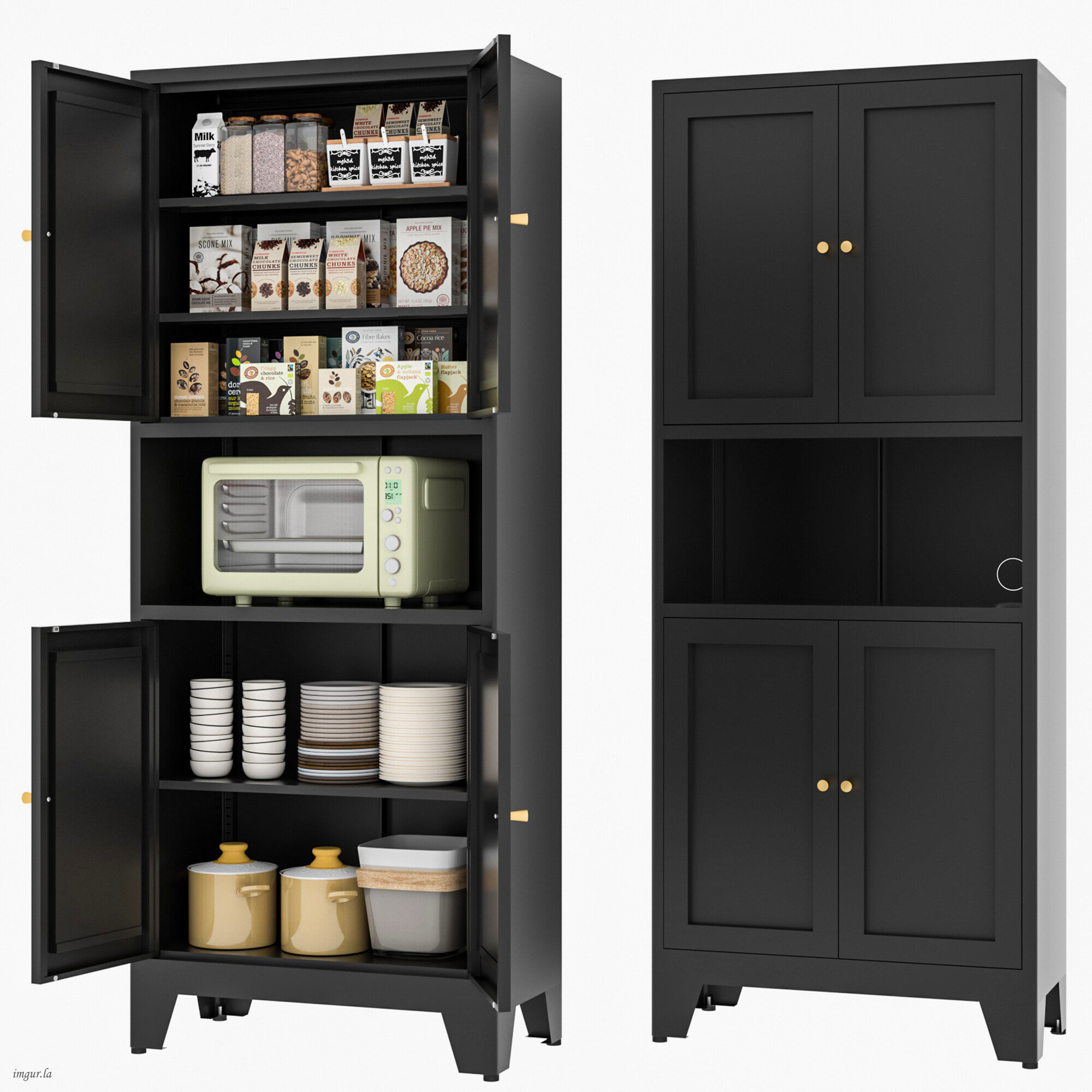 Lark Manor™ Burnetti 68.9'' Metal Kitchen Pantry Cabinet (Black) | Wayfair