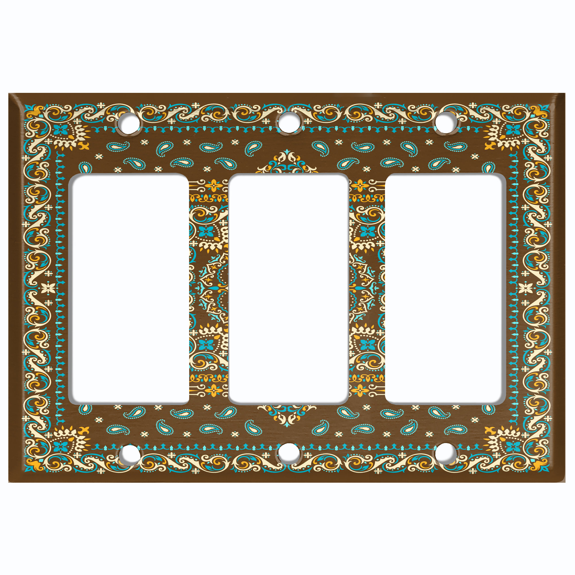 WorldAcc Bandana Paisley Rug Tile Pattern 3-Gang Rocker Wall Plate ...