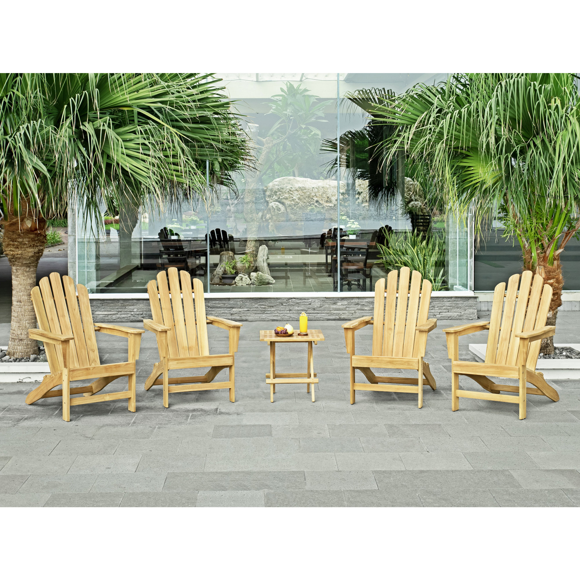 Rosecliff Heights Teak Adirondack Chair Set with Table 5PCS | Wayfair