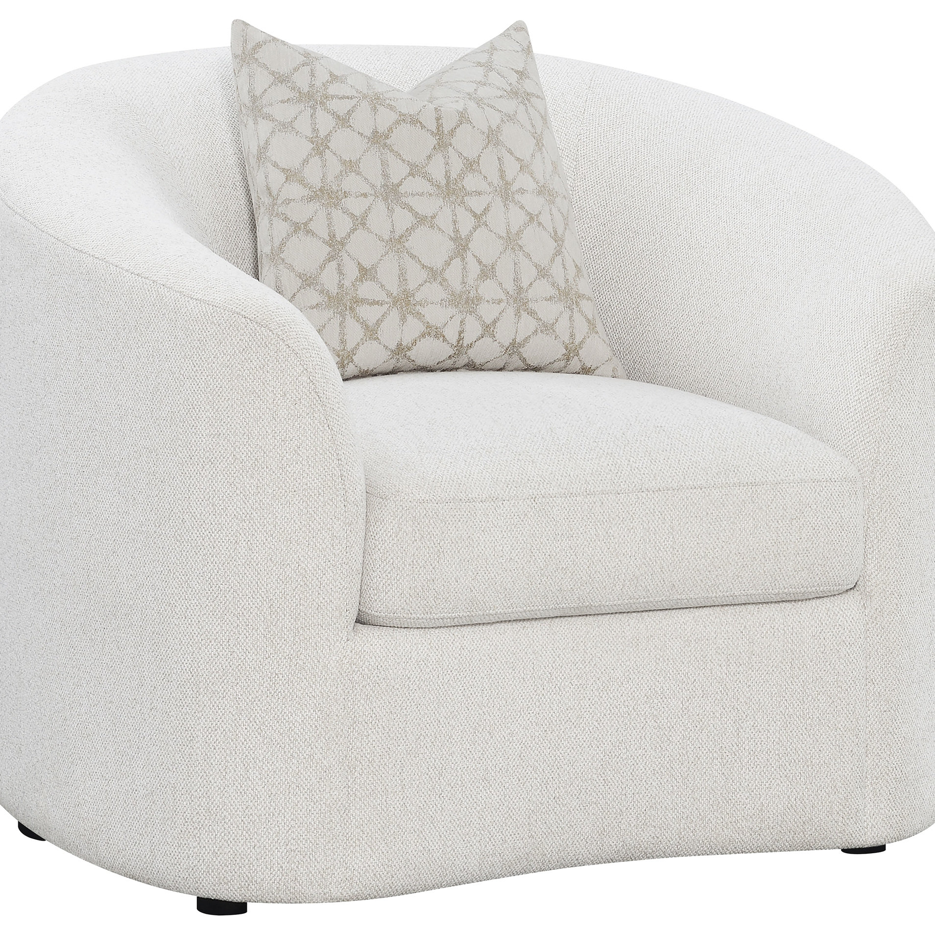Everly Quinn Latte Chair With Faux Down Pillow - Contemporary Boucle ...