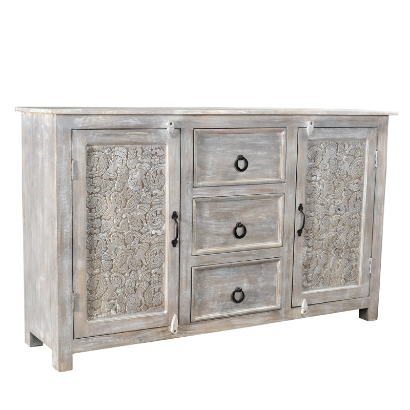 Bungalow Rose Fraidy Timber Hand Carved Sideboard Cabinet "& Reviews ...