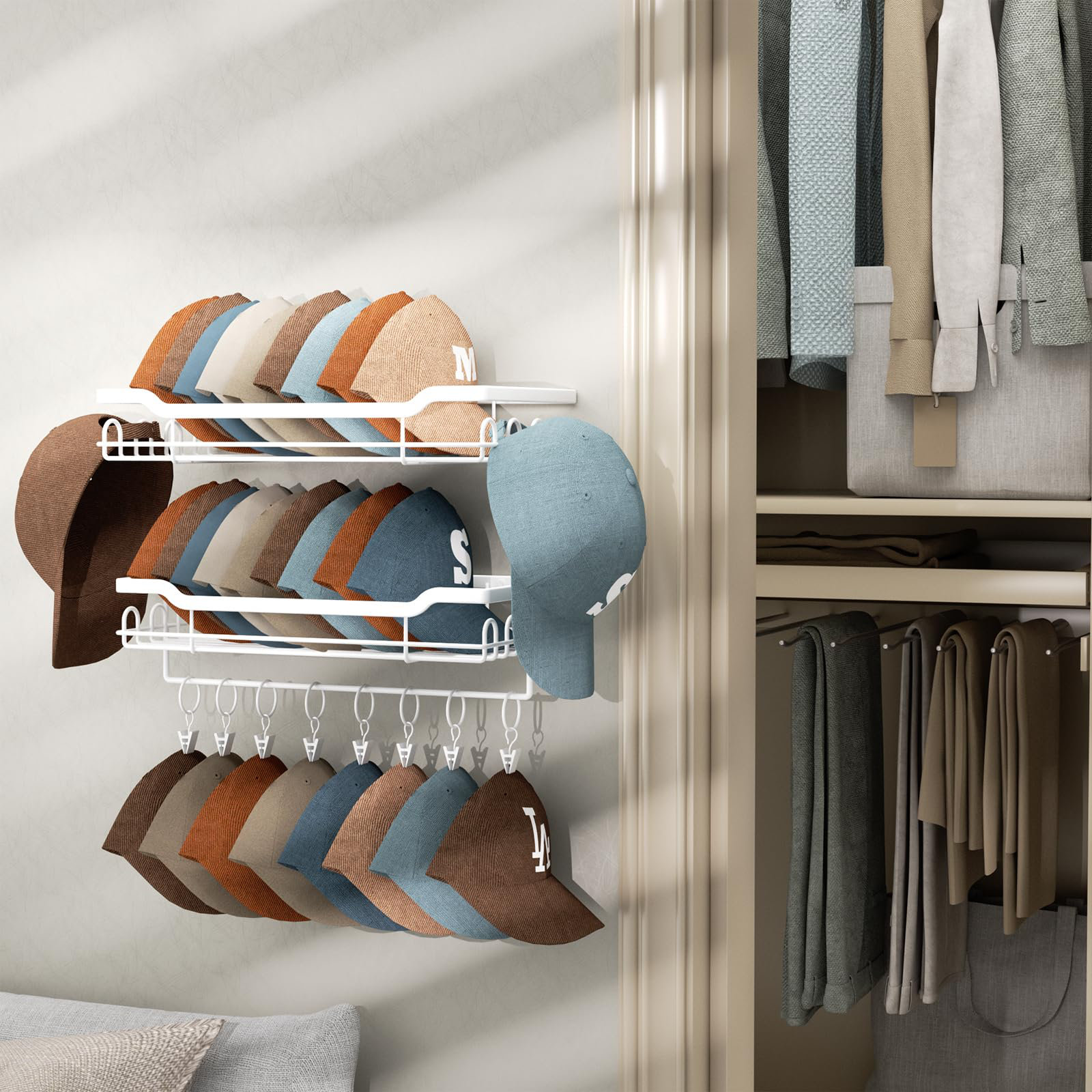 Rebrilliant Metal Hat Rack Wall, Wall Mounted Hat Holder With Hooks And ...