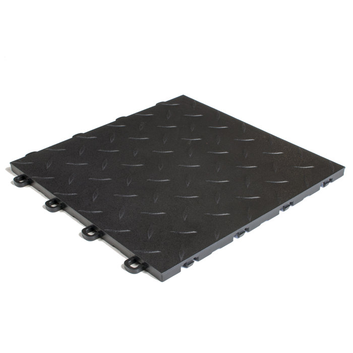 BlockTile 12'' W x 12'' L Garage Flooring Tiles in Black & Reviews ...
