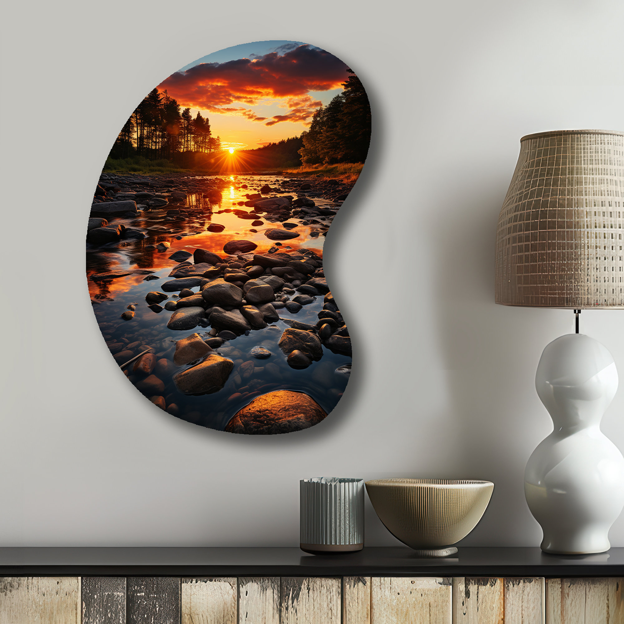 Design Art Kentucky Landscape River - Unique Shape Kentucky Metal Wall ...