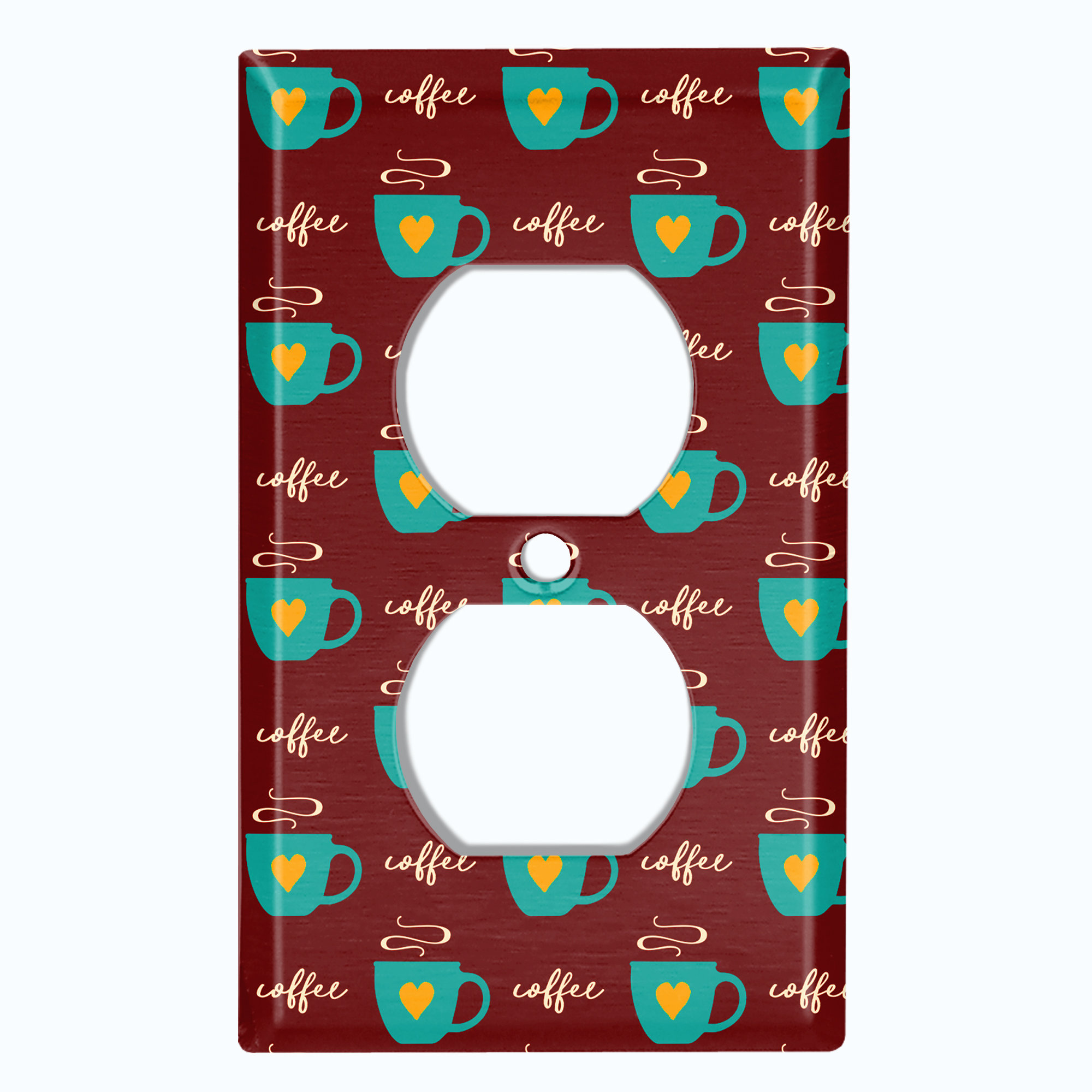 WorldAcc Coffee Cups Green Hearts Brown 1-Gang Duplex Outlet Wall Plate ...
