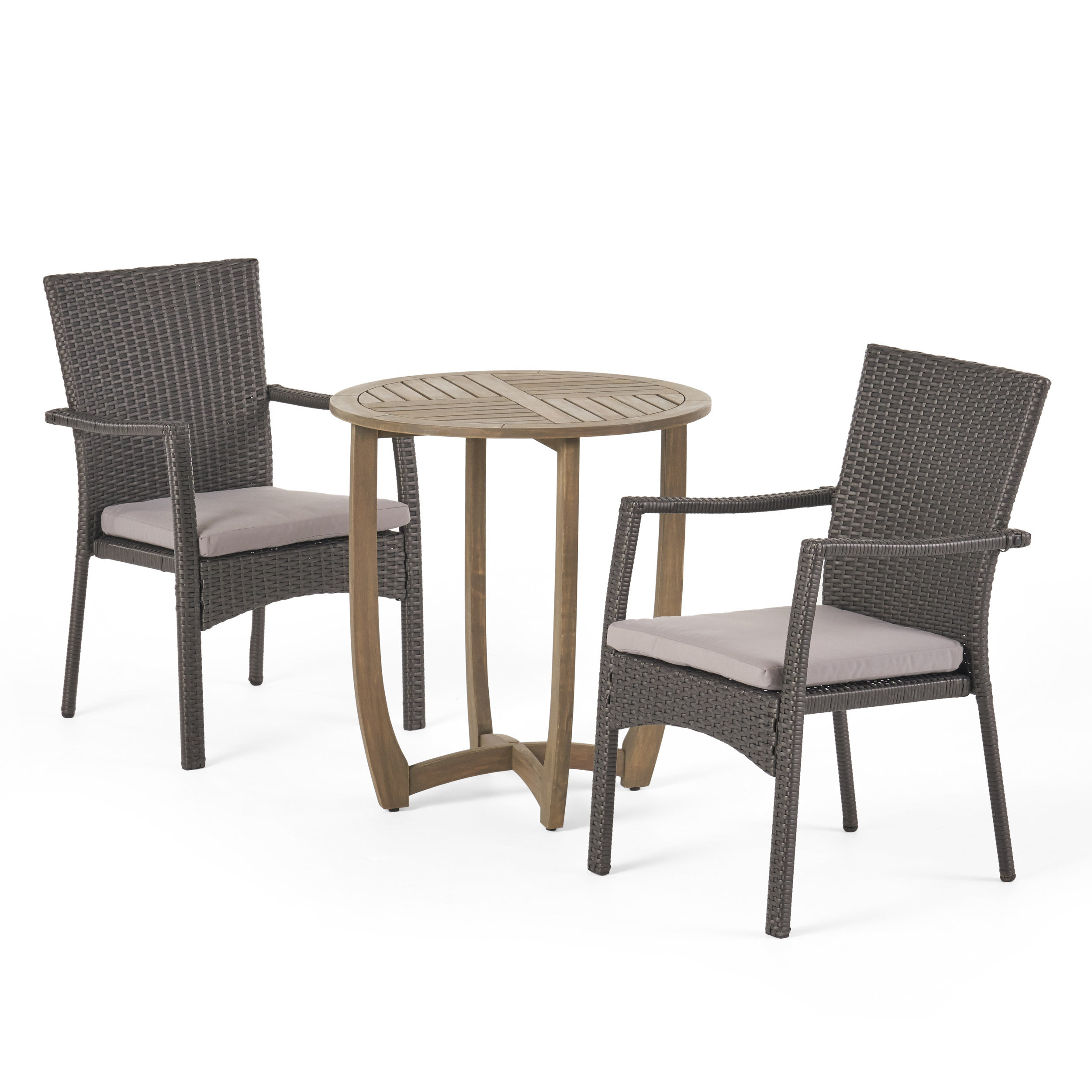 Christopher Knight Home Sade 3 Piece Bistro Set with Cushions | Wayfair