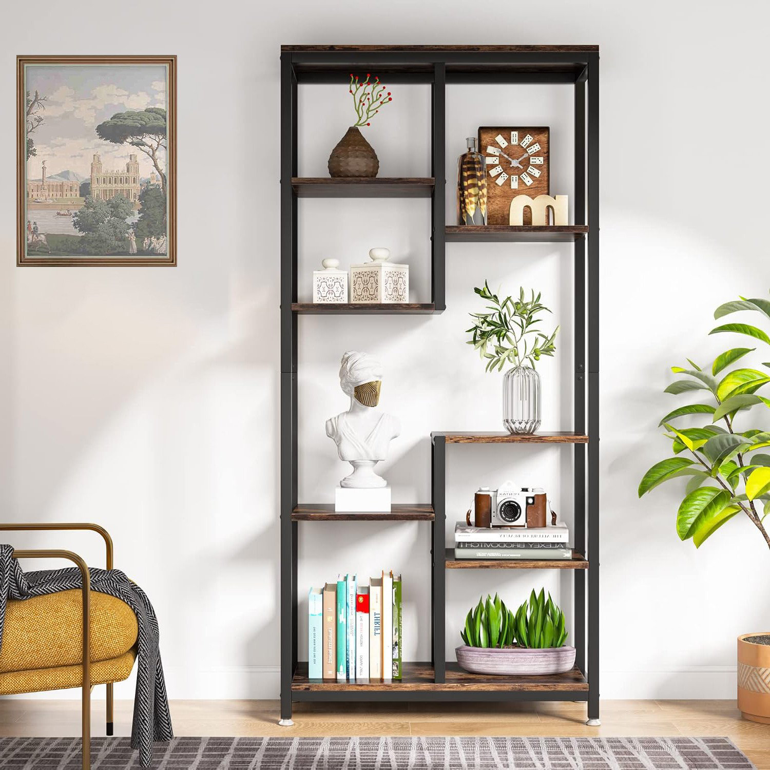 17 Stories Industrial 8-Shelf Open Bookcase Storage Display Book ...