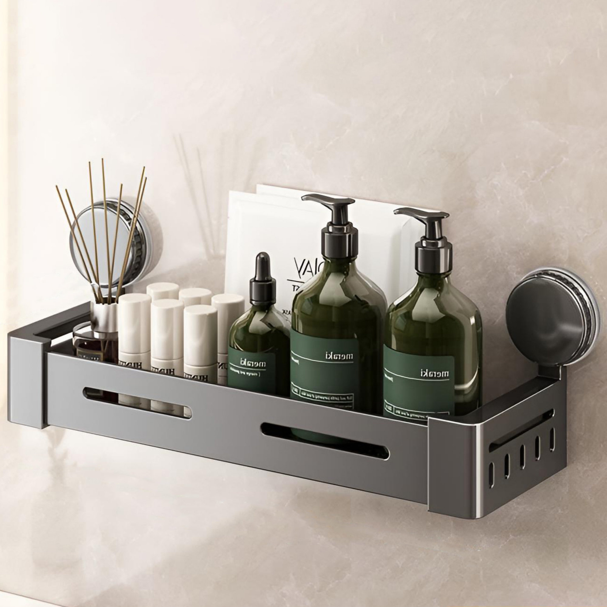 Rebrilliant Non Perforated Bathroom Storage Rack, Wall Mounted Bathroom ...