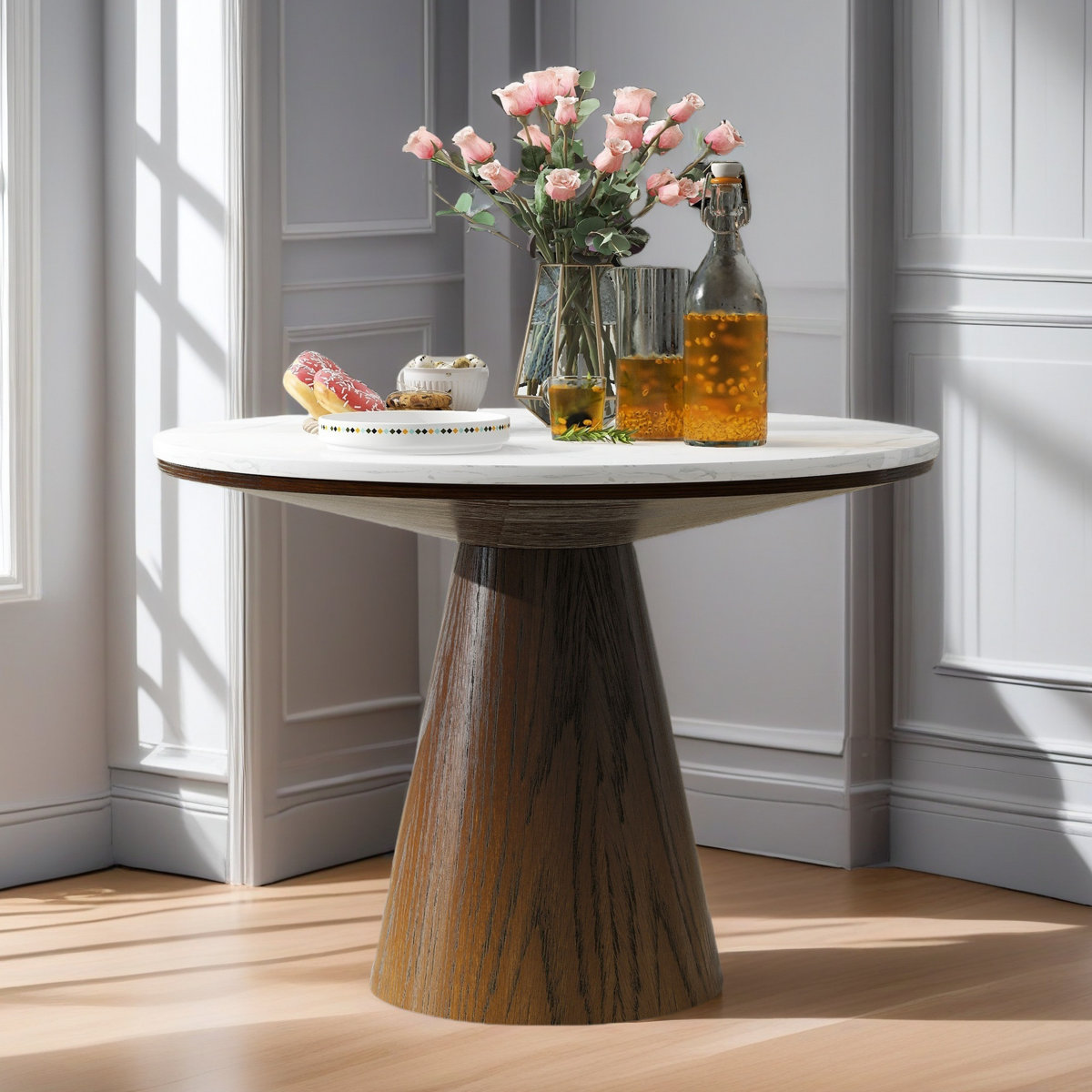 George Oliver Retro Round Dining Table Minimalist Elegant Table for ...