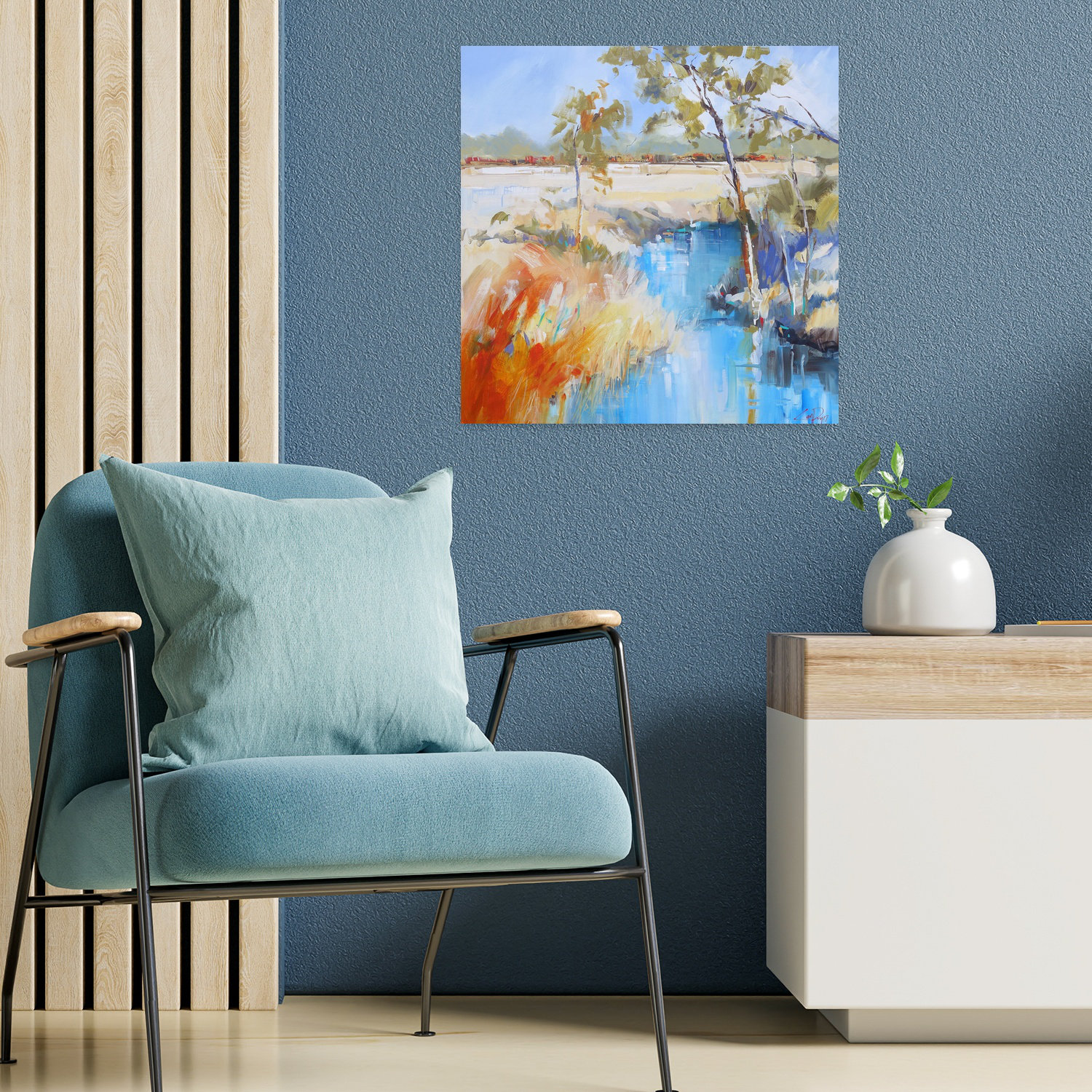 Latitude Run® Summer Creek Abstract Contemporary Landscape Nature Art ...