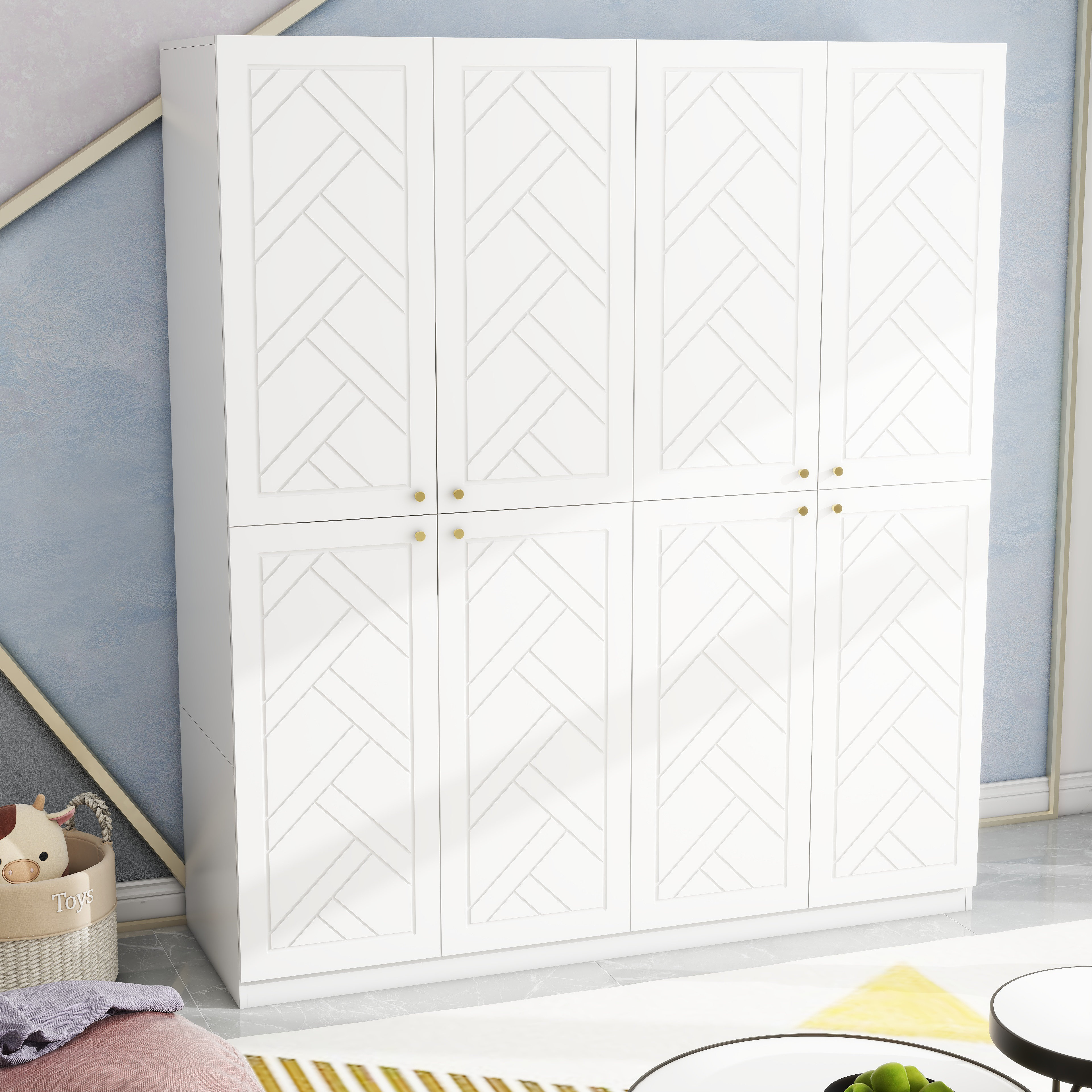 Latitude Run® 63" Wide Large Wardrobe Armoire Closet with 4 Doors ,2 ...