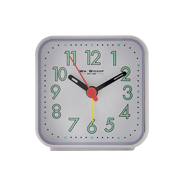 Wm Widdop Analog Quartz Alarm Tabletop Clock in White | Wayfair.co.uk