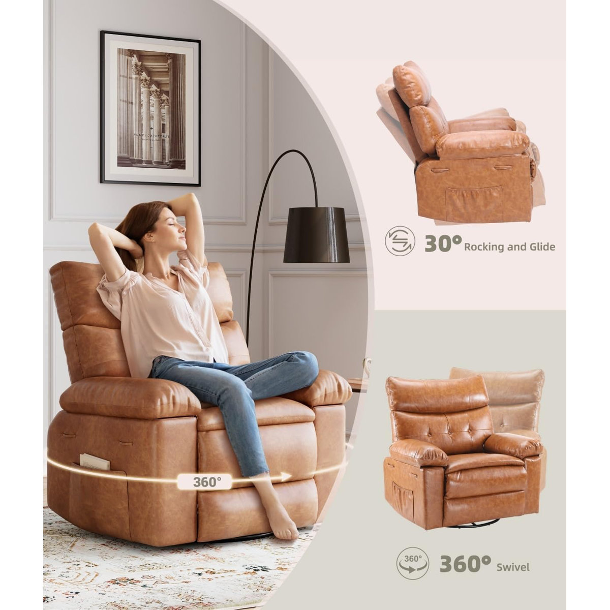 Latitude Run® Oversized Recliner Chairs with Heat and Massage - 360掳 ...
