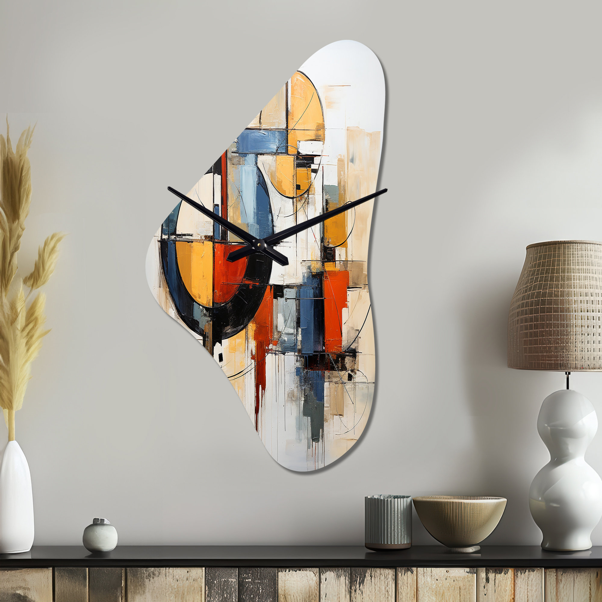 Design Art Colorful Mid Century Abstract Fusion I - Boomerang Shape ...