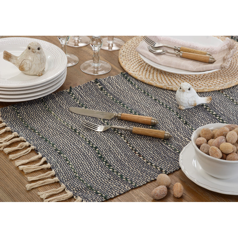 Saro Striped 100% Cotton Table Runner | Wayfair