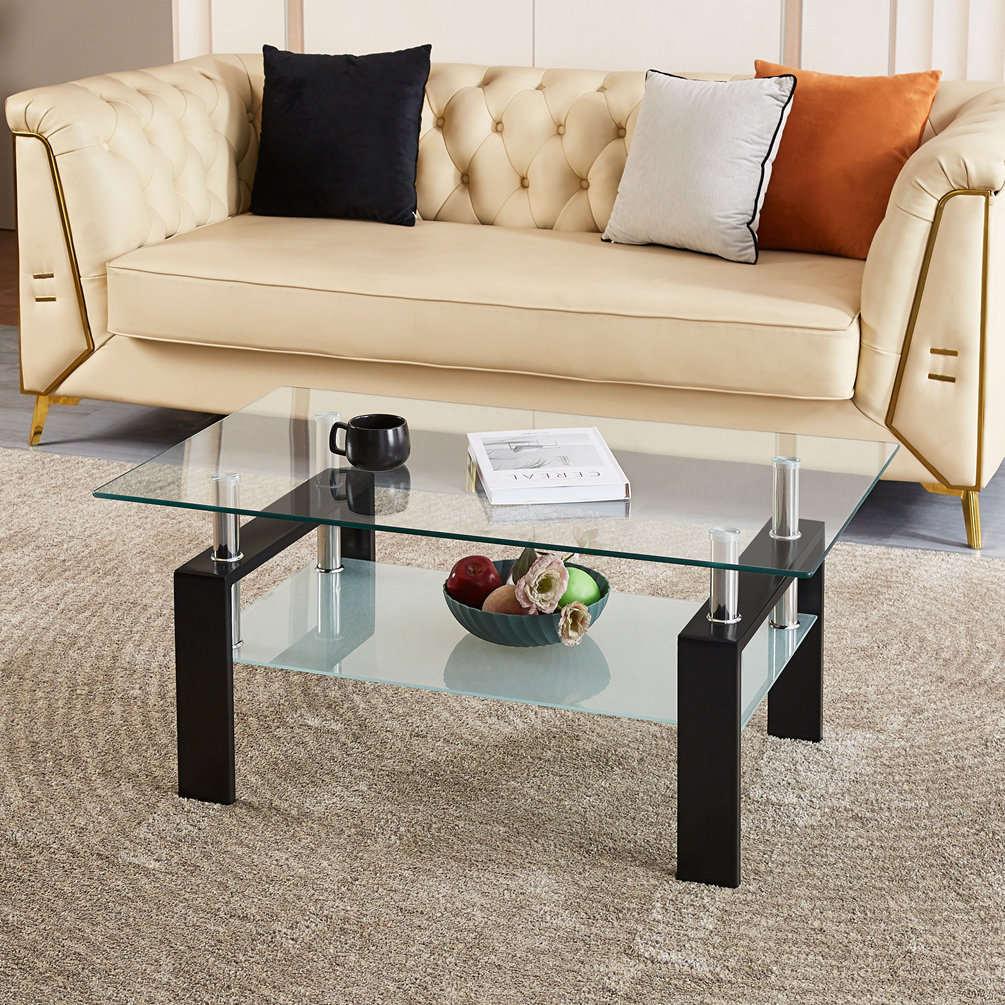 Wrought Studio™ Cletta Glass Top Single Coffee Table | Wayfair